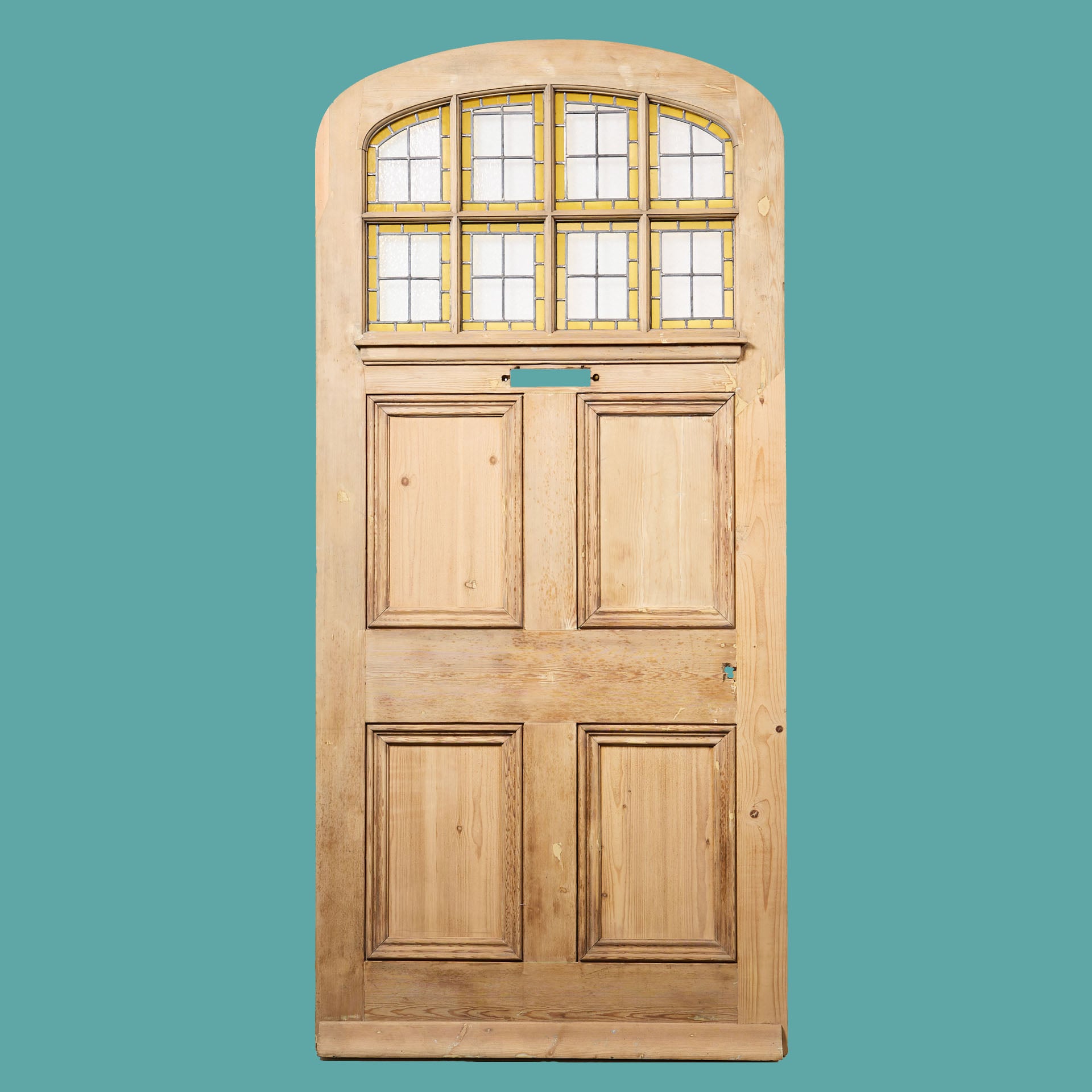 Large Reclaimed Arched Front Door with Stained Glass | UK Architectural ...