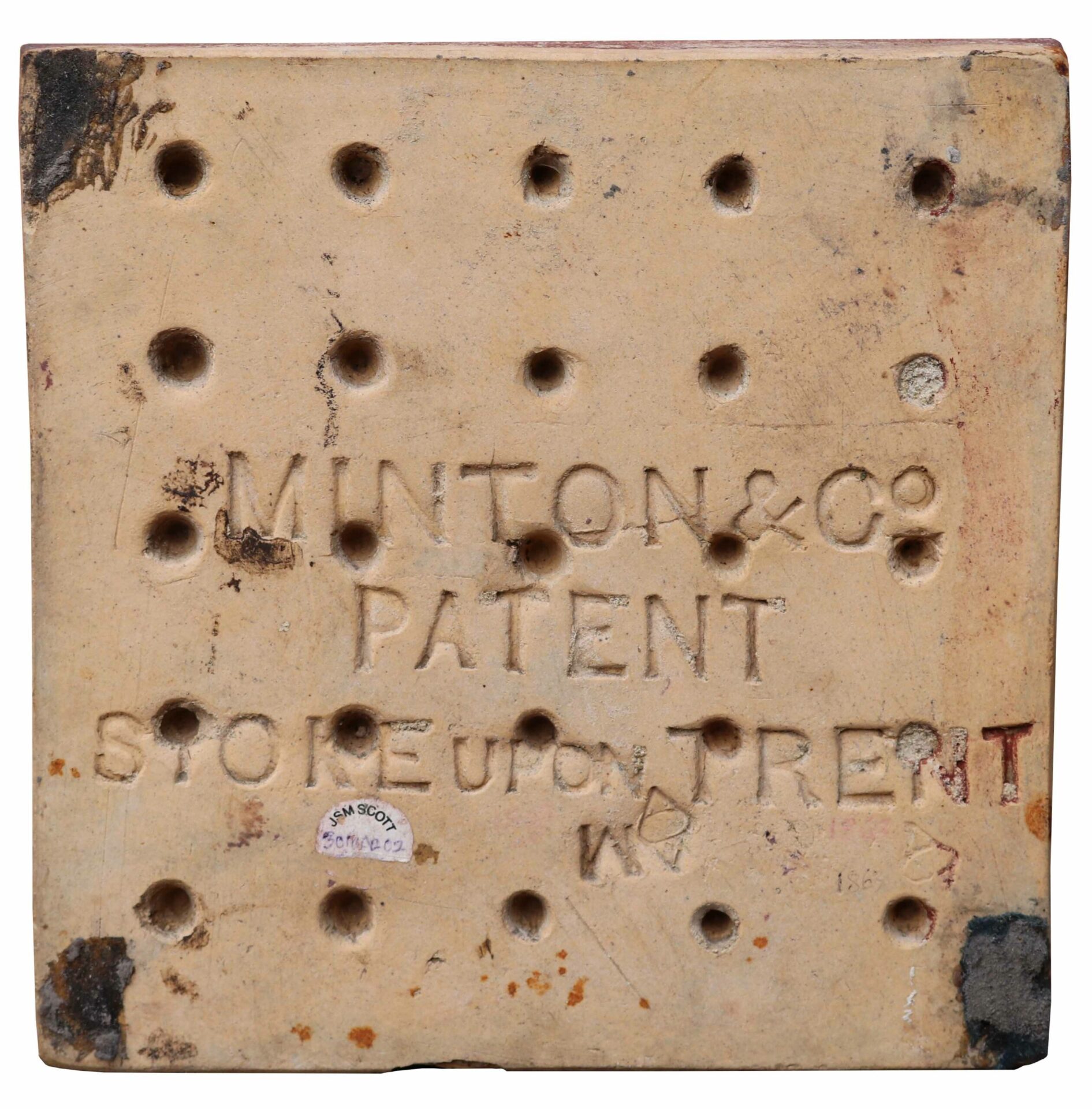 Antique Monogrammed Minton Encaustic Tile - UK Architectural Heritage