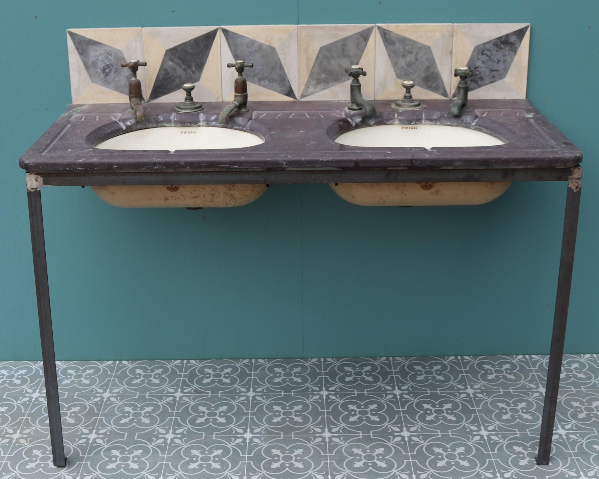 A Reclaimed Double Sink or Basin with Stand - UK Architectural Heritage