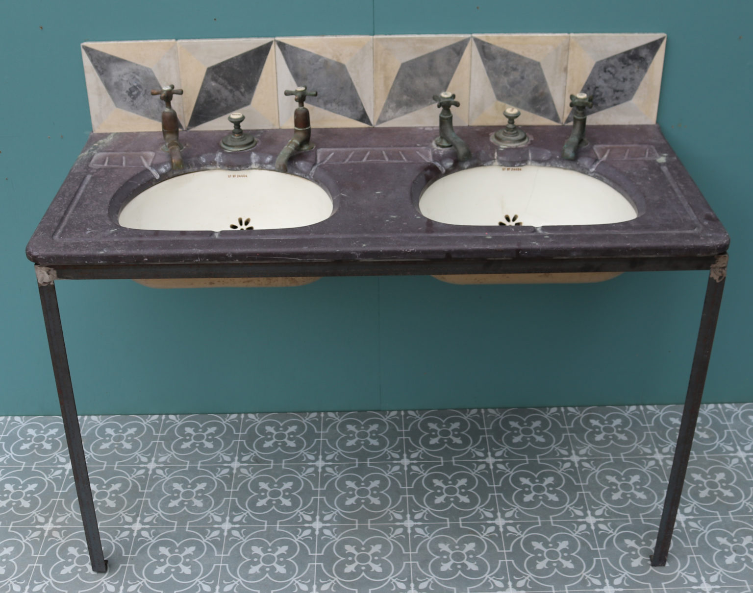 A Reclaimed Double Sink or Basin with Stand - UK Architectural Heritage
