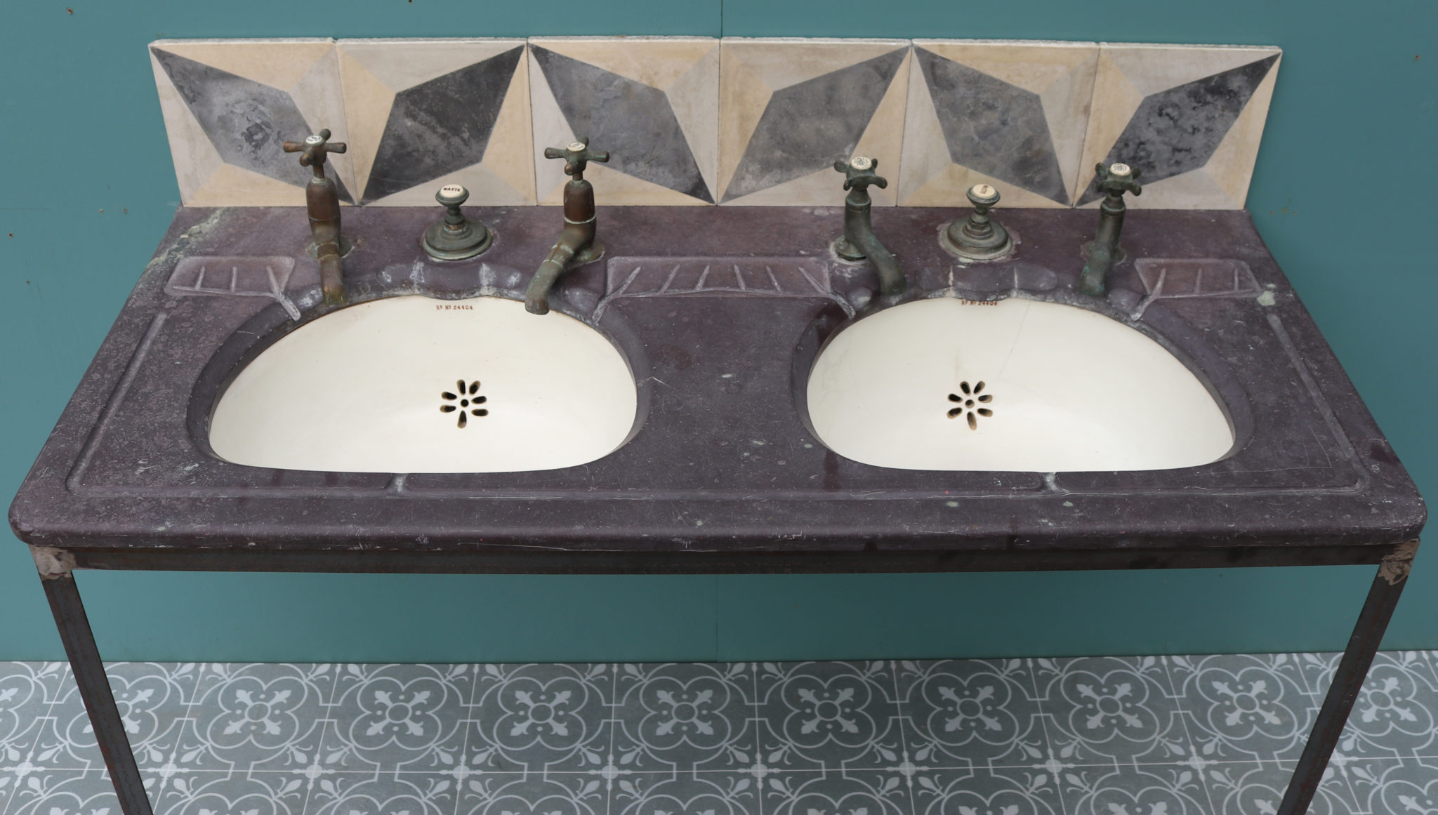 A Reclaimed Double Sink or Basin with Stand - UK Architectural Heritage