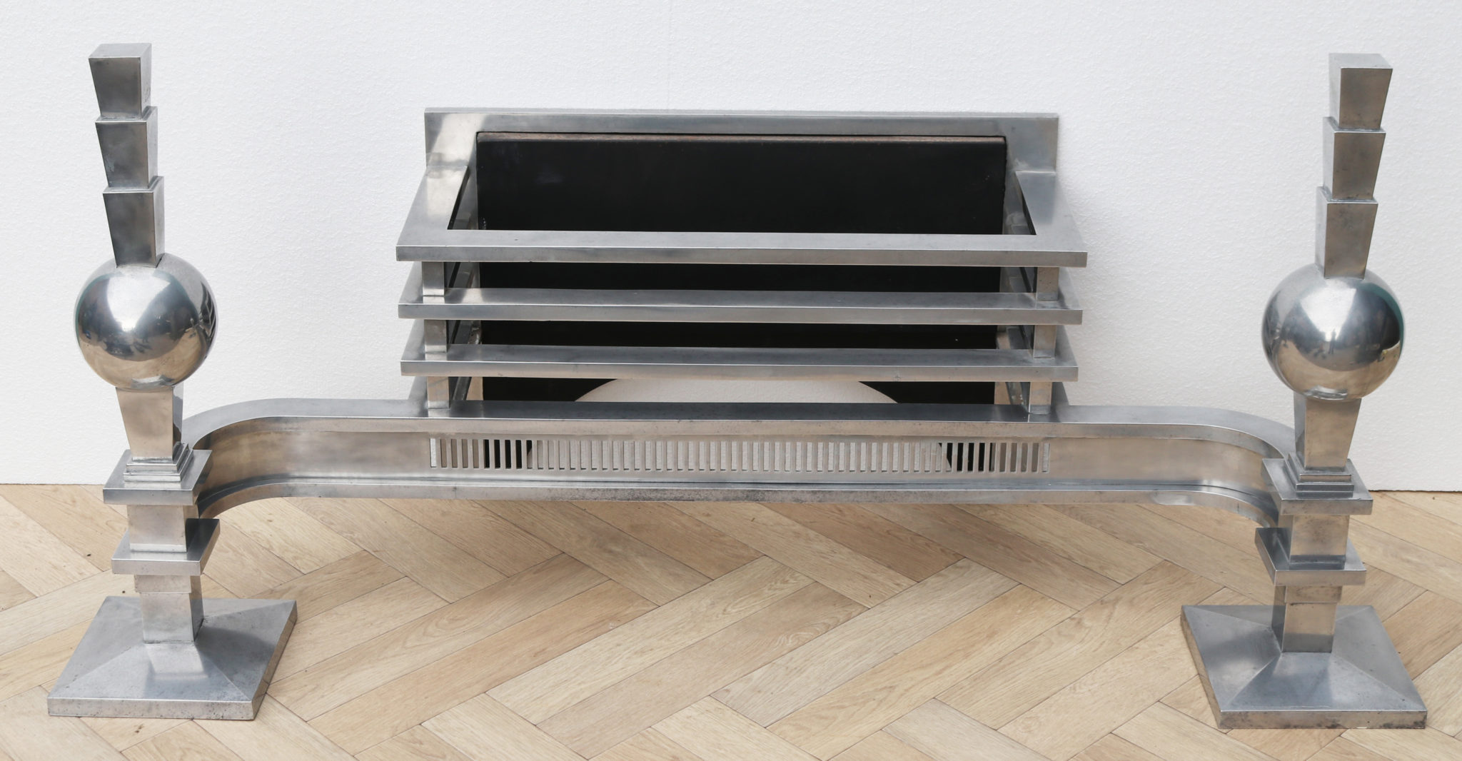 An Original Art Deco Polished Aluminium Fire Basket - UK Architectural ...