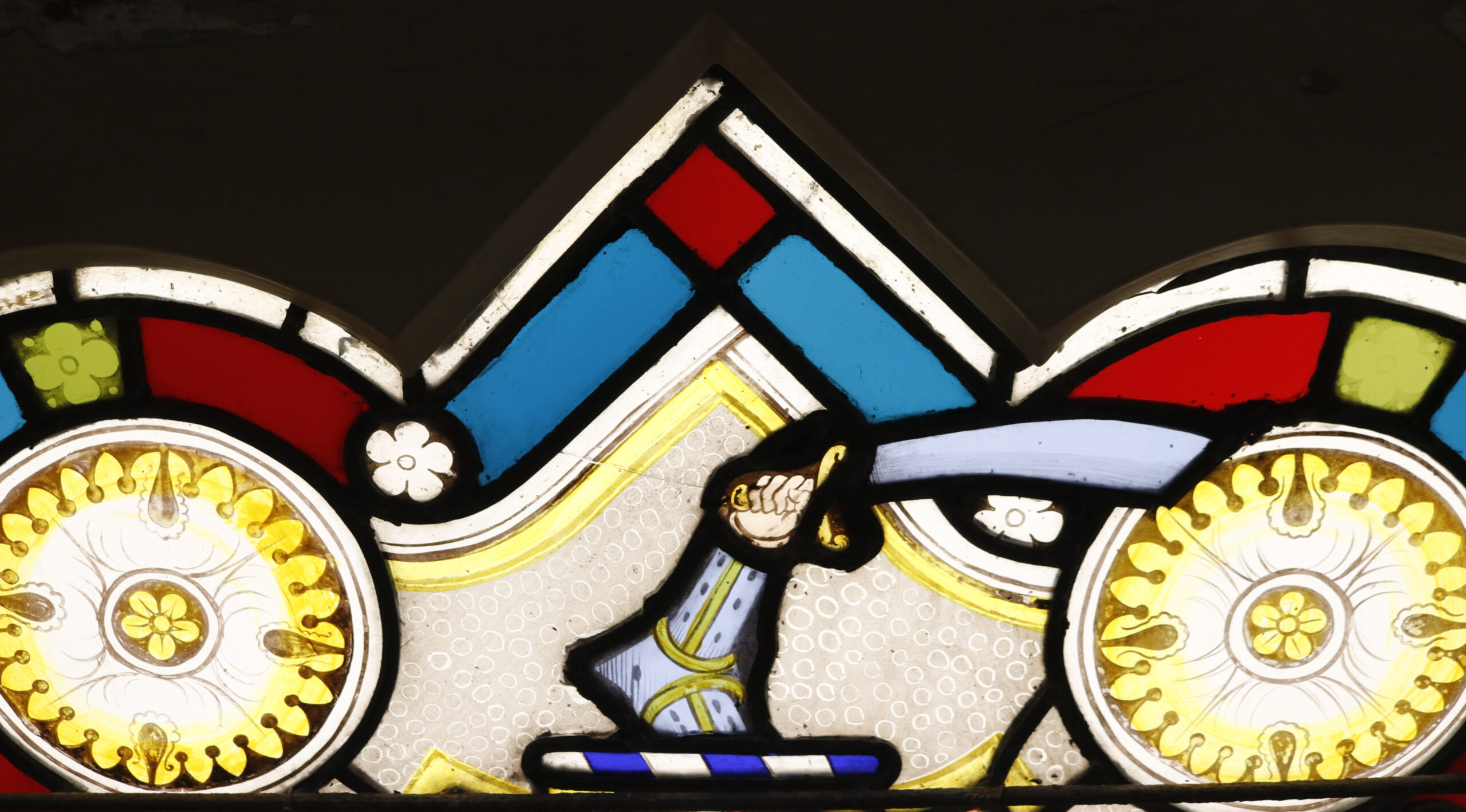 An Antique Stained Glass Armorial Shield Panel - UK Architectural Heritage