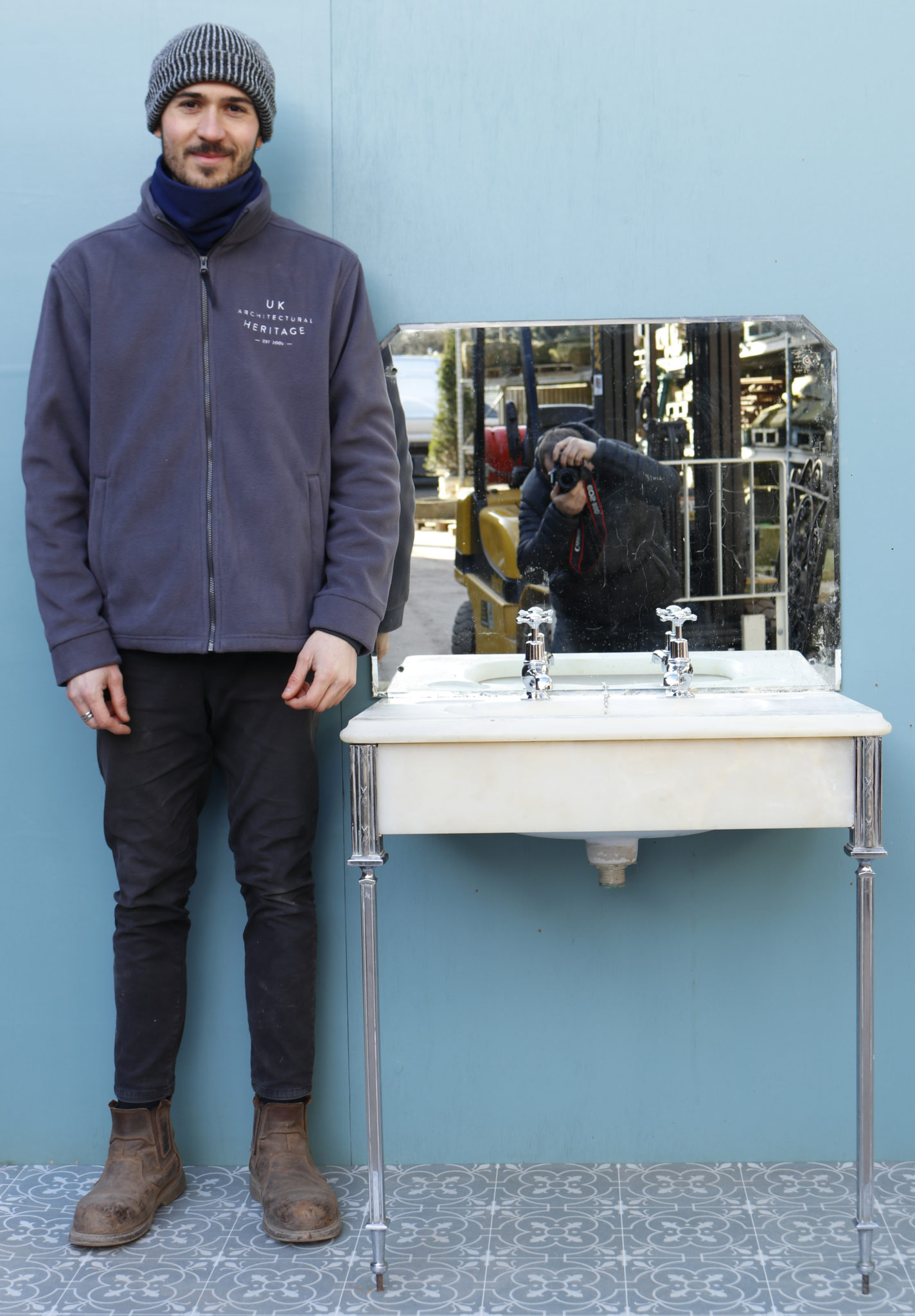 Art Deco Alabaster Sink with Stand - UK Architectural Heritage | Shop Now