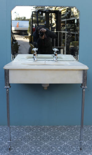 Art Deco Alabaster Sink with Stand - UK Architectural Heritage | Shop Now