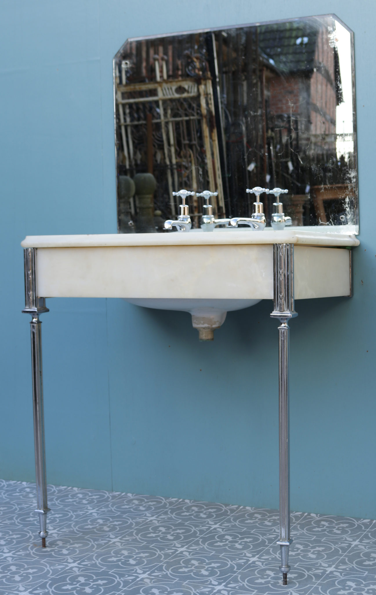 Art Deco Alabaster Sink with Stand - UK Architectural Heritage | Shop Now