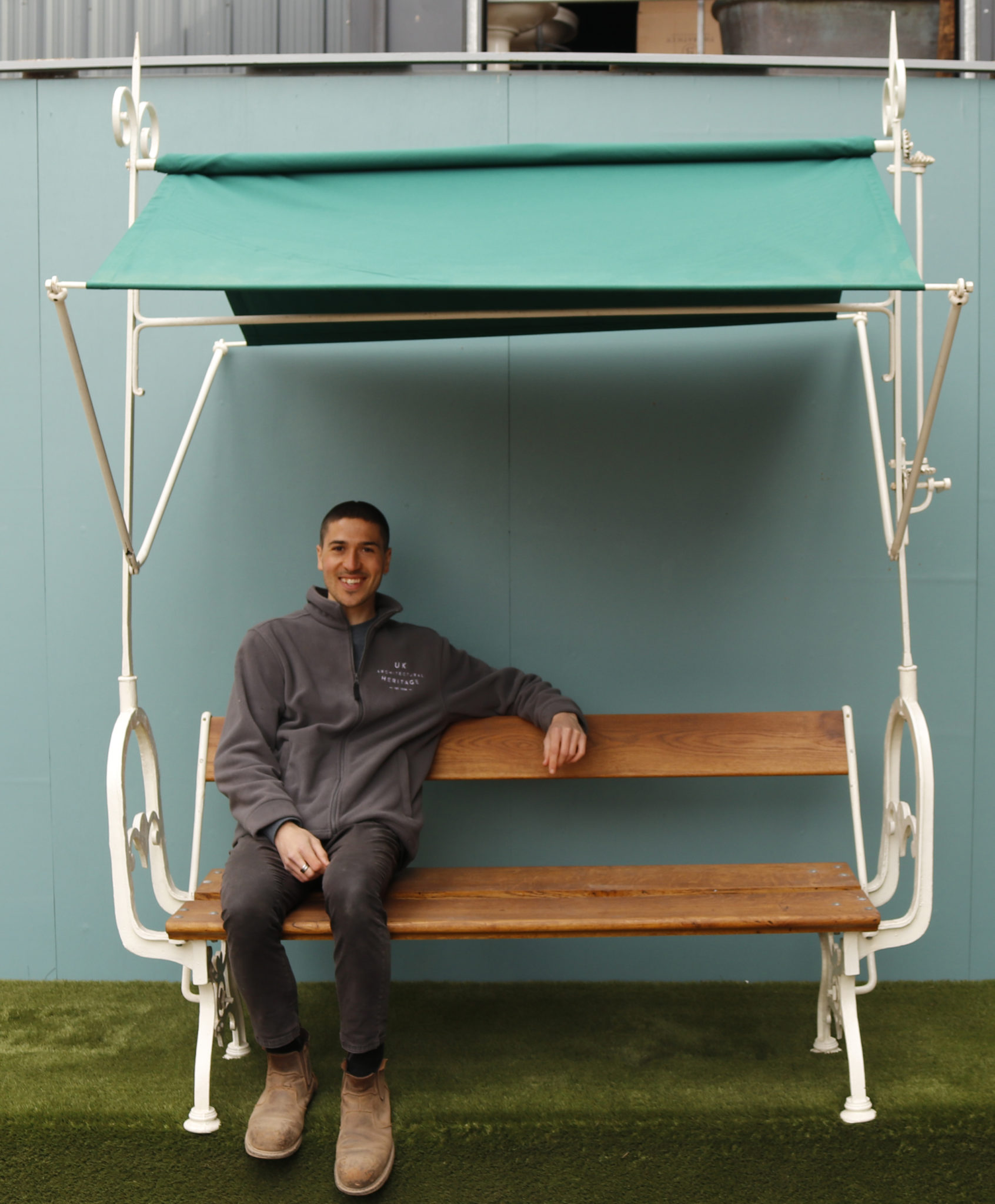 Antique Italian Garden Bench with Canopy - UK Architectural Heritage