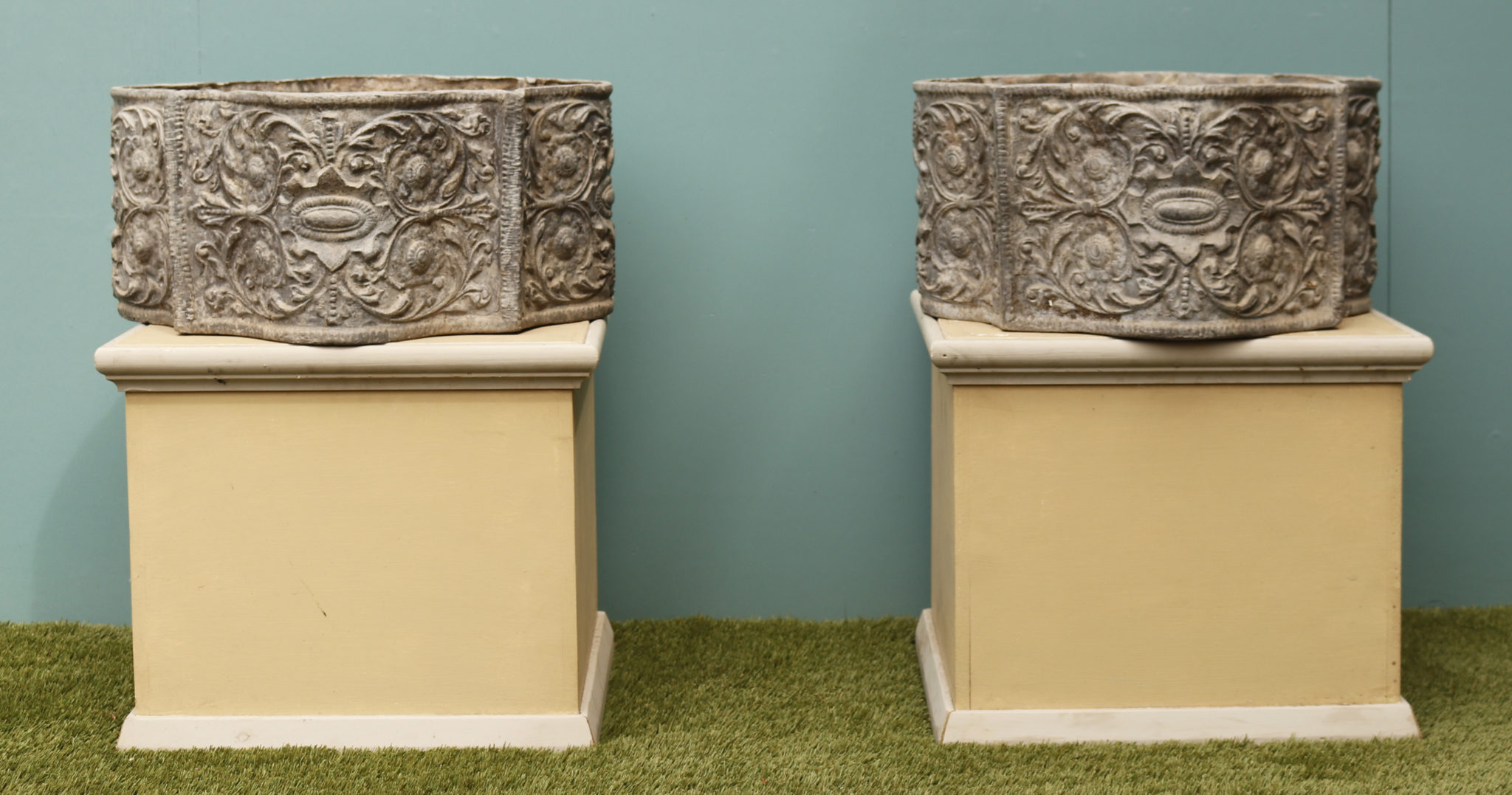 Two antique Cast Lead Garden Planters - UK Heritage