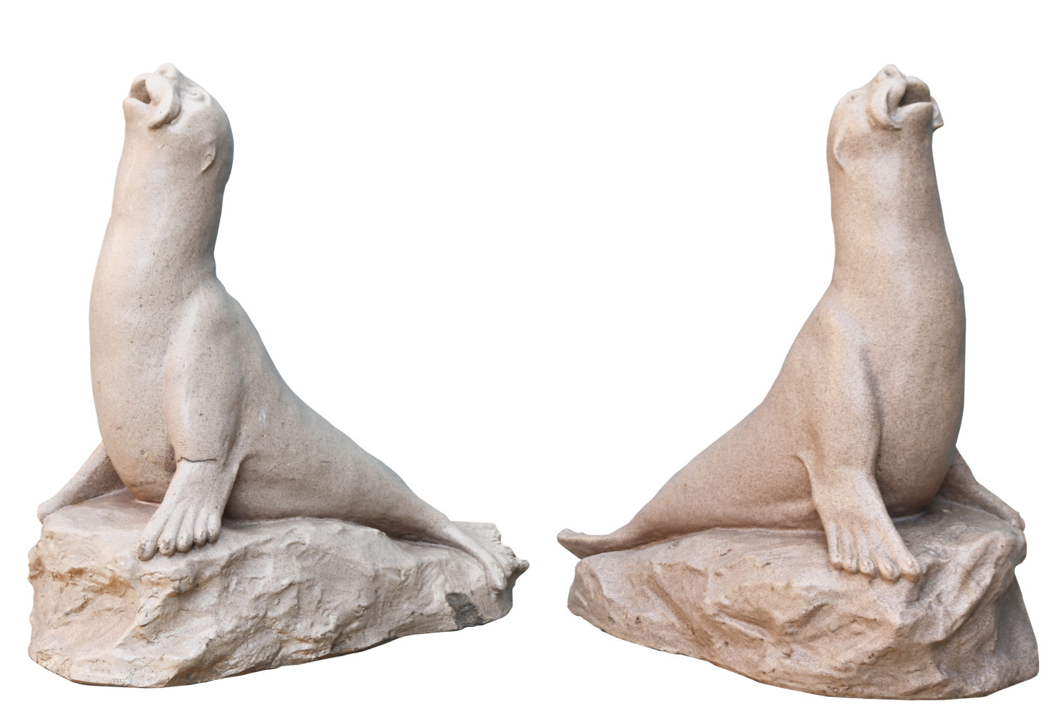 Pair of Leeds Fireclay Co. LEFCO Seal Garden Fountains - UK Heritage