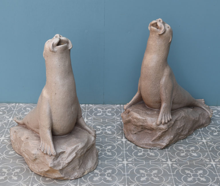 Pair of Leeds Fireclay Co. LEFCO Seal Garden Fountains - UK ...