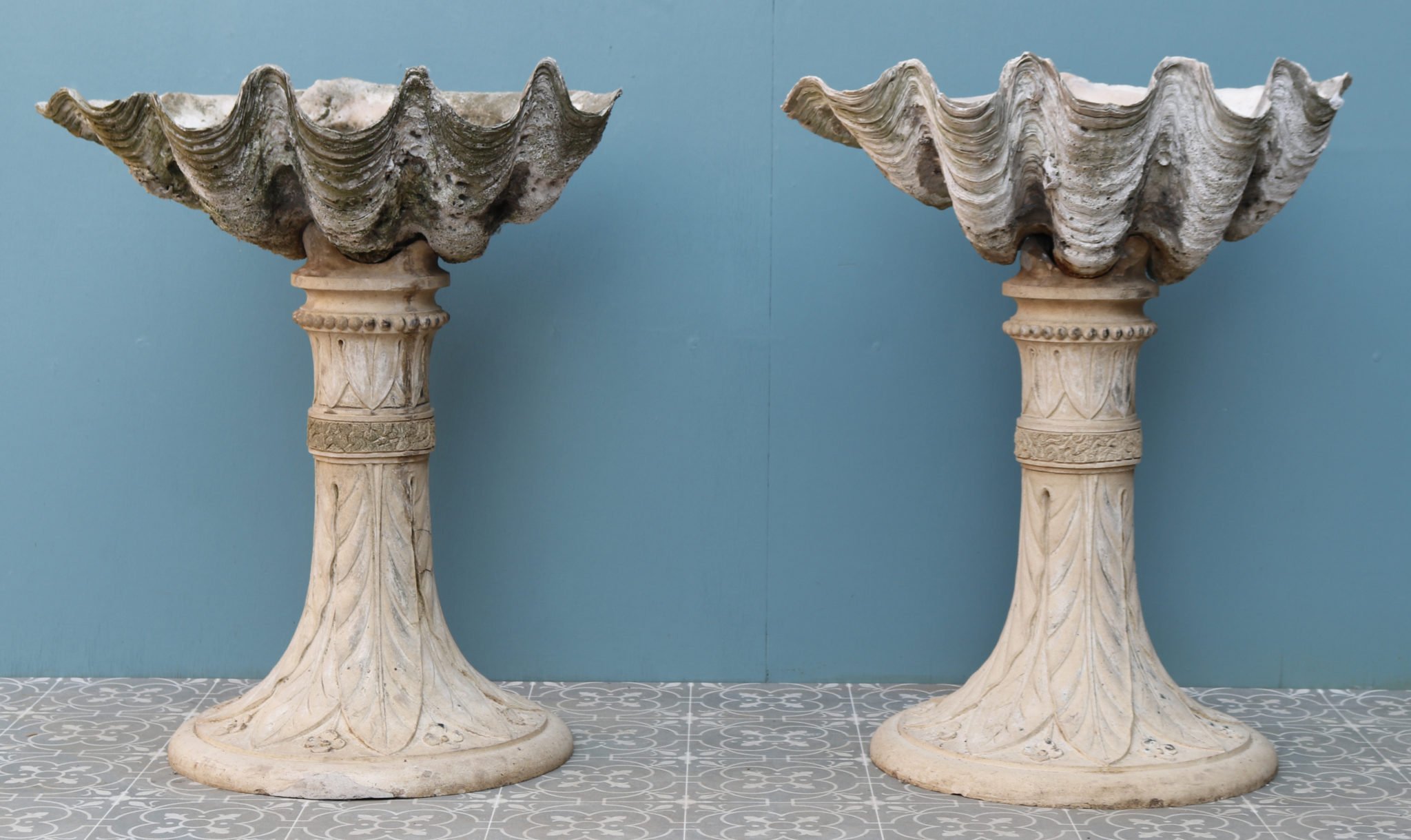 Pair of Victorian Clam Shell Planters or Fountains - UK Heritage