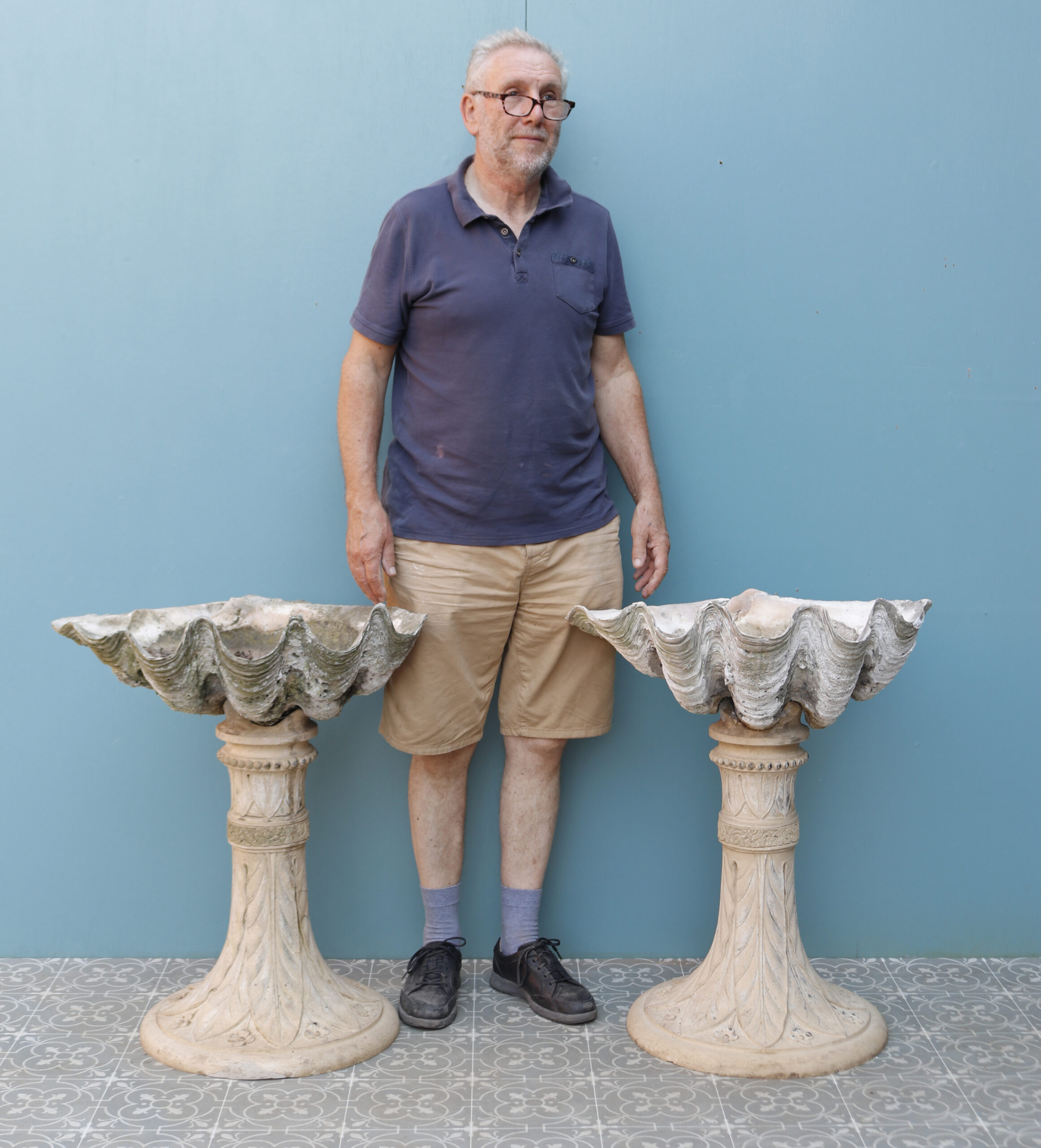 Pair of Victorian Clam Shell Planters or Fountains - UK Heritage