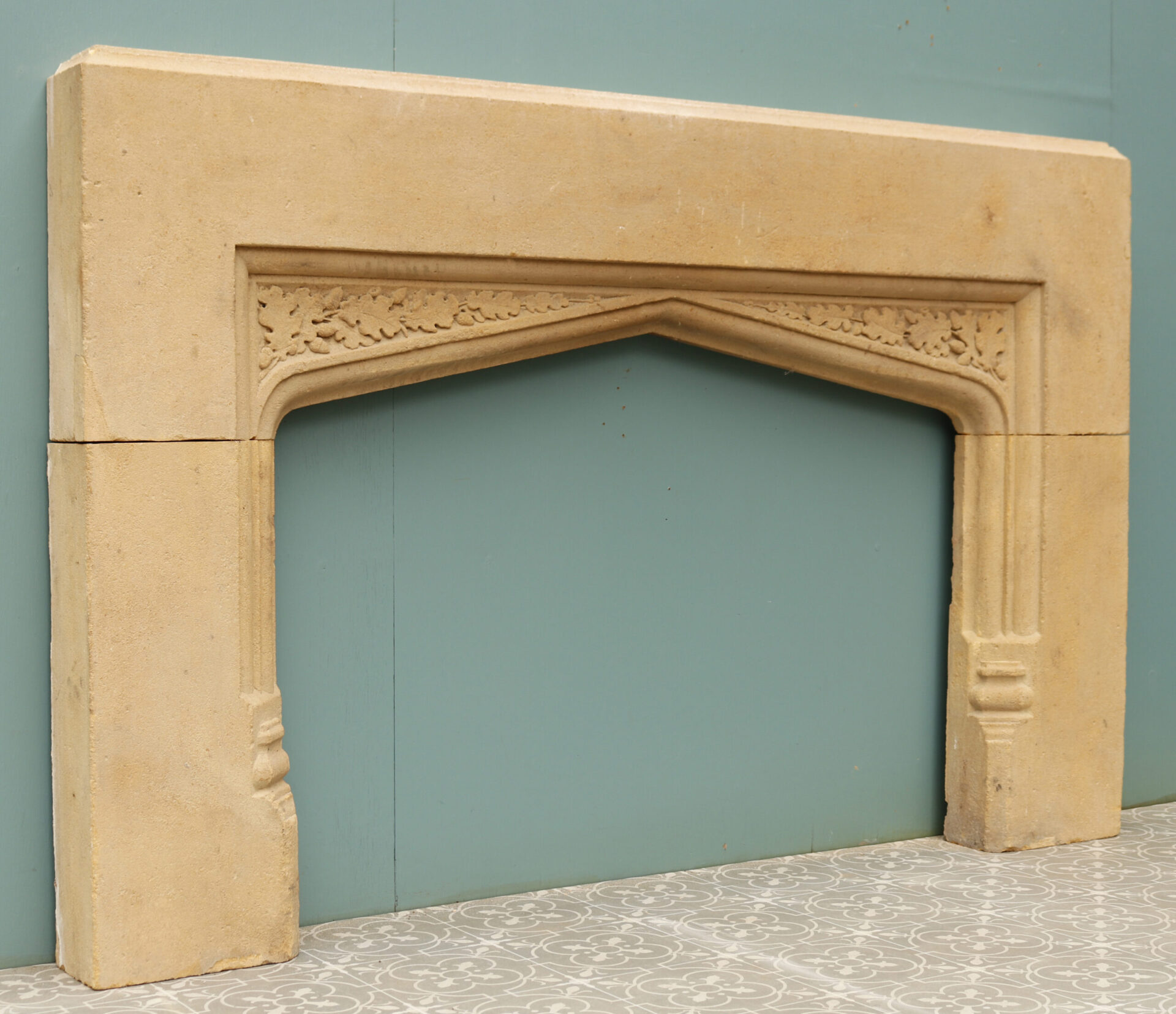 Late Victorian Carved Limestone Fire Surround - UK Architectural Heritage