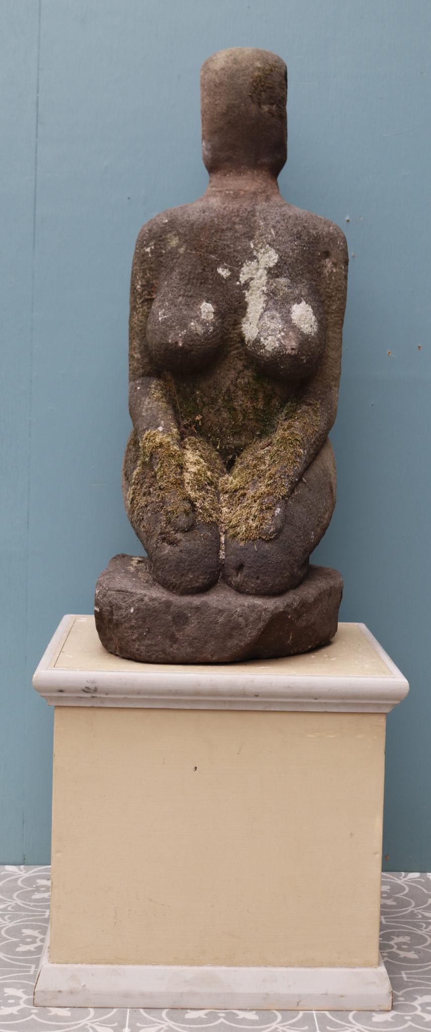 Abstract Stone Sculpture of a Female Form - UK Architectural Heritage