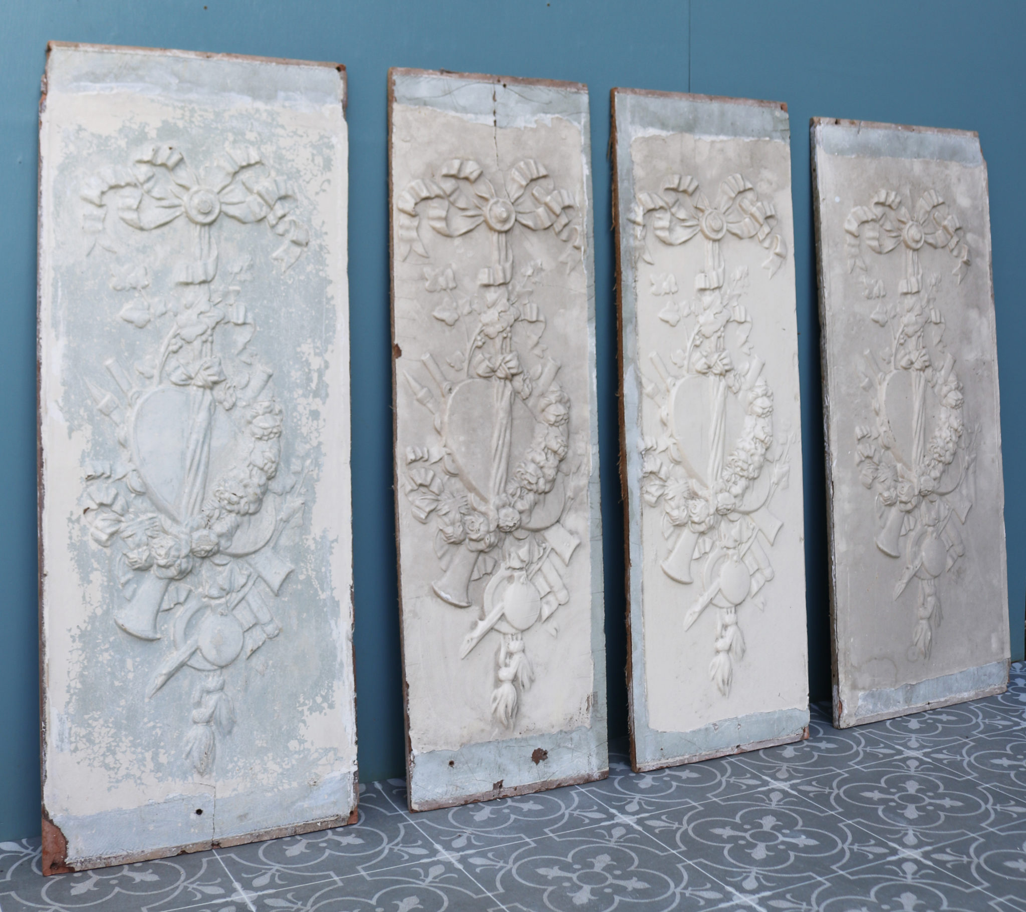 Set of Four Decorative Antique Wall Panels - UK Architectural Heritage