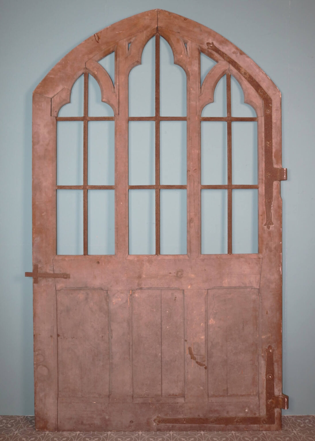 Large Unglazed Gothic Antique Arched Door - UK Architectural Heritage