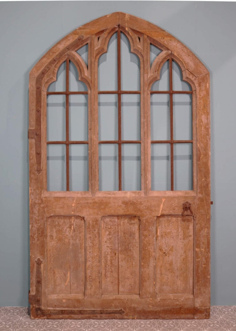Large Unglazed Gothic Antique Arched Door - UK Architectural Heritage