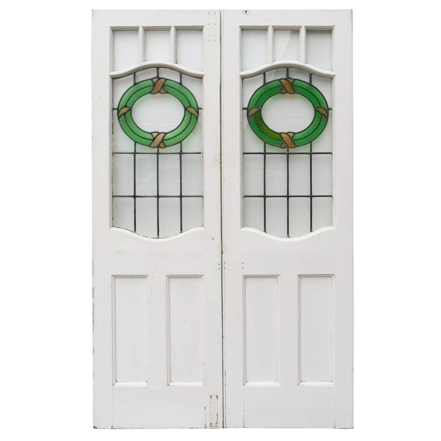 Victorian Double Front Doors with Stained Glass - UK Architectural Heritage