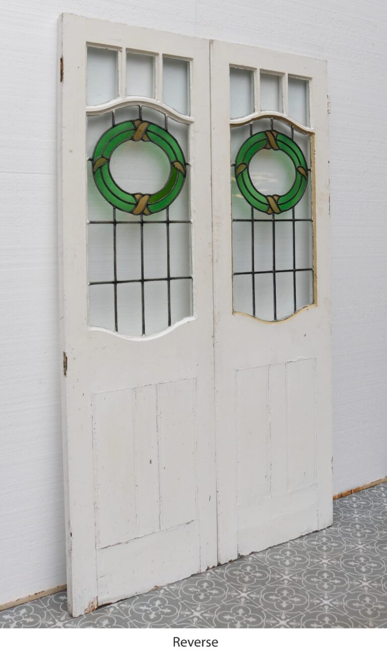 Victorian Double Front Doors with Stained Glass - UK Architectural Heritage
