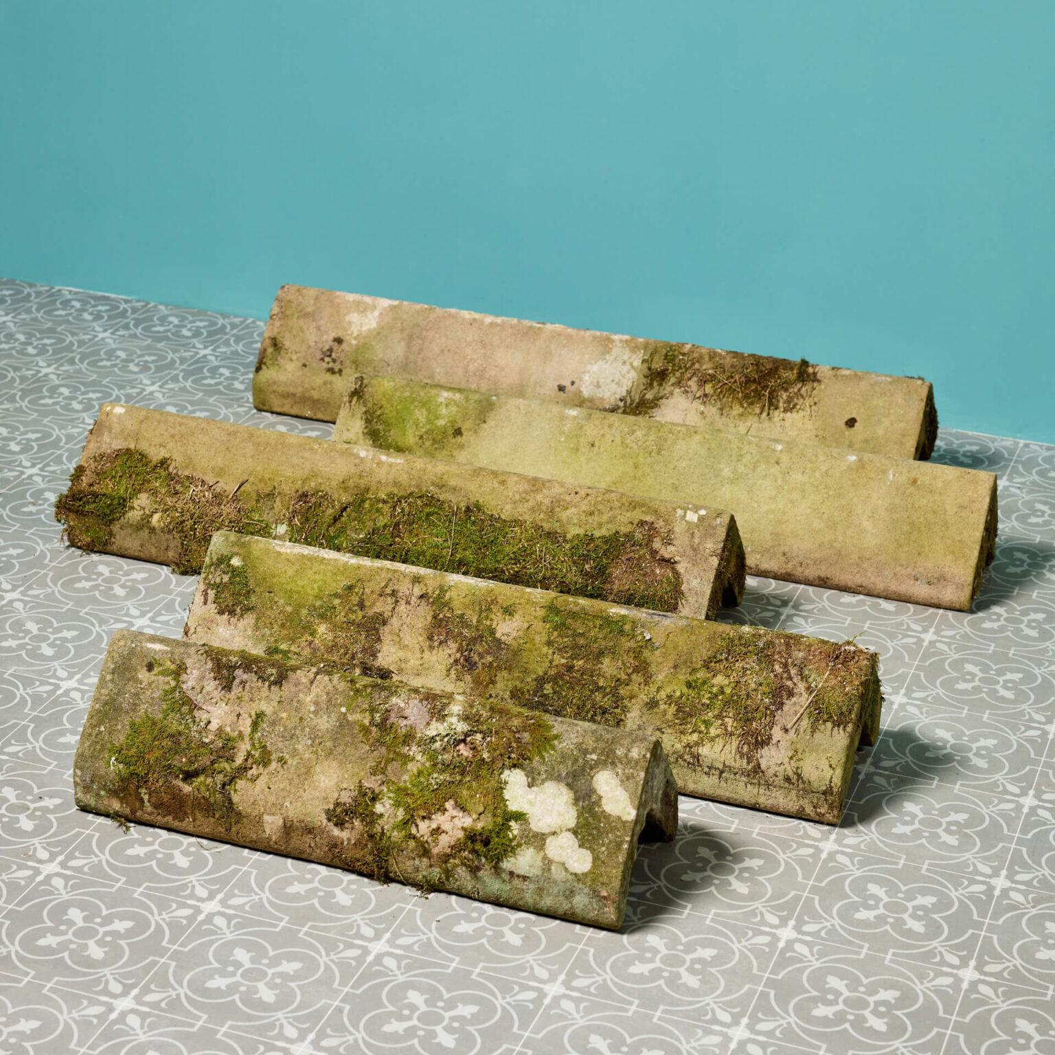 7m Run of Reclaimed Decorative Stone Ridge Tiles / Wall Coping - UK ...