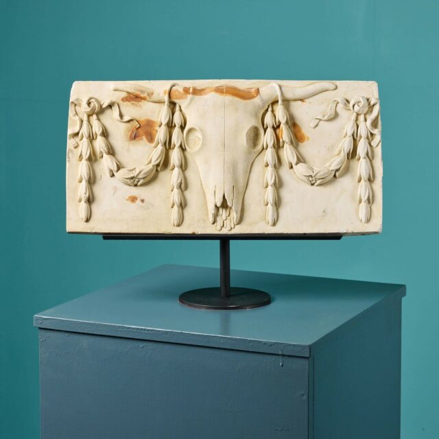 Antique Style Plaster Plaque Depicting Bucranium on Stand - UK ...