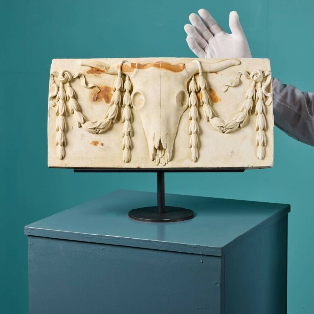 Antique Style Plaster Plaque Depicting Bucranium on Stand - UK ...