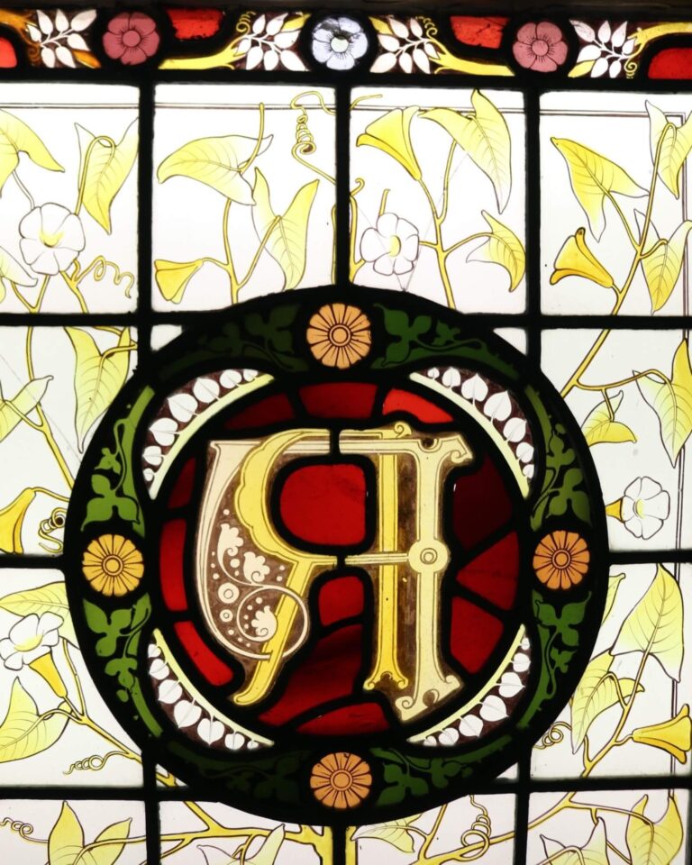 Antique Victorian Stained Glass Window with Monogram - UK Architectural ...