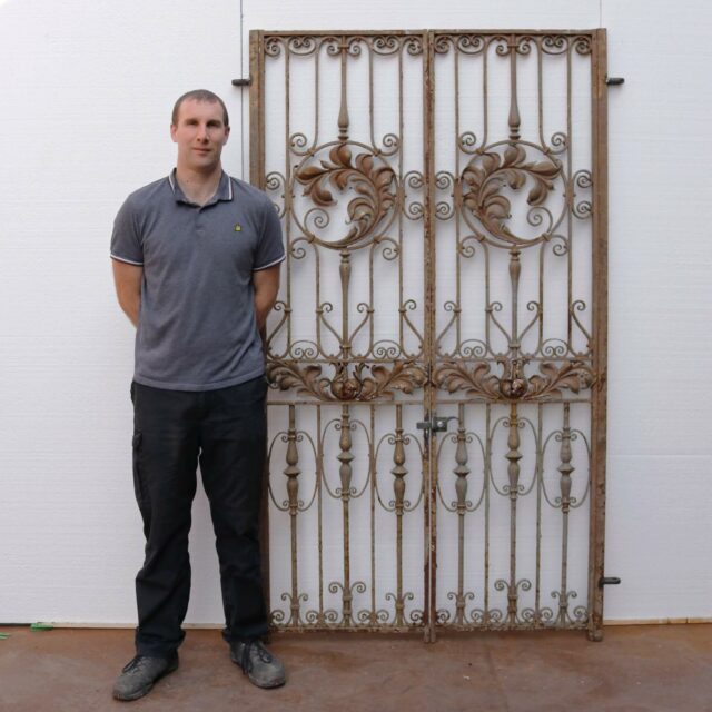 Set of Tall French Reclaimed Wrought Iron Side Gates - UK Architectural ...
