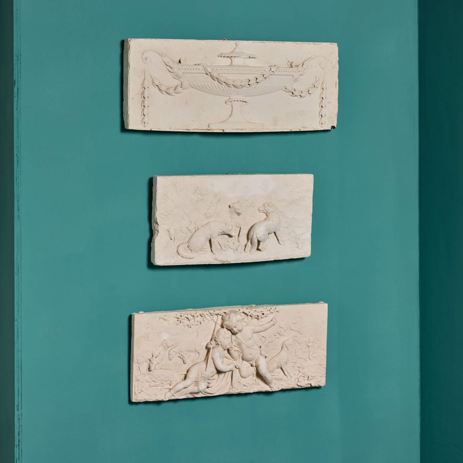Set of Three Neoclassical Style Plaster Plaques - UK Architectural Heritage