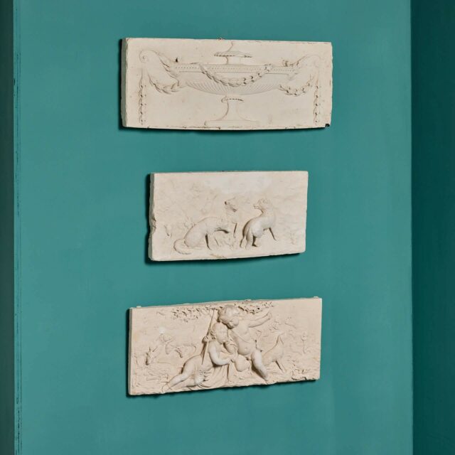 Set of Three Neoclassical Style Plaster Plaques - UK Architectural Heritage