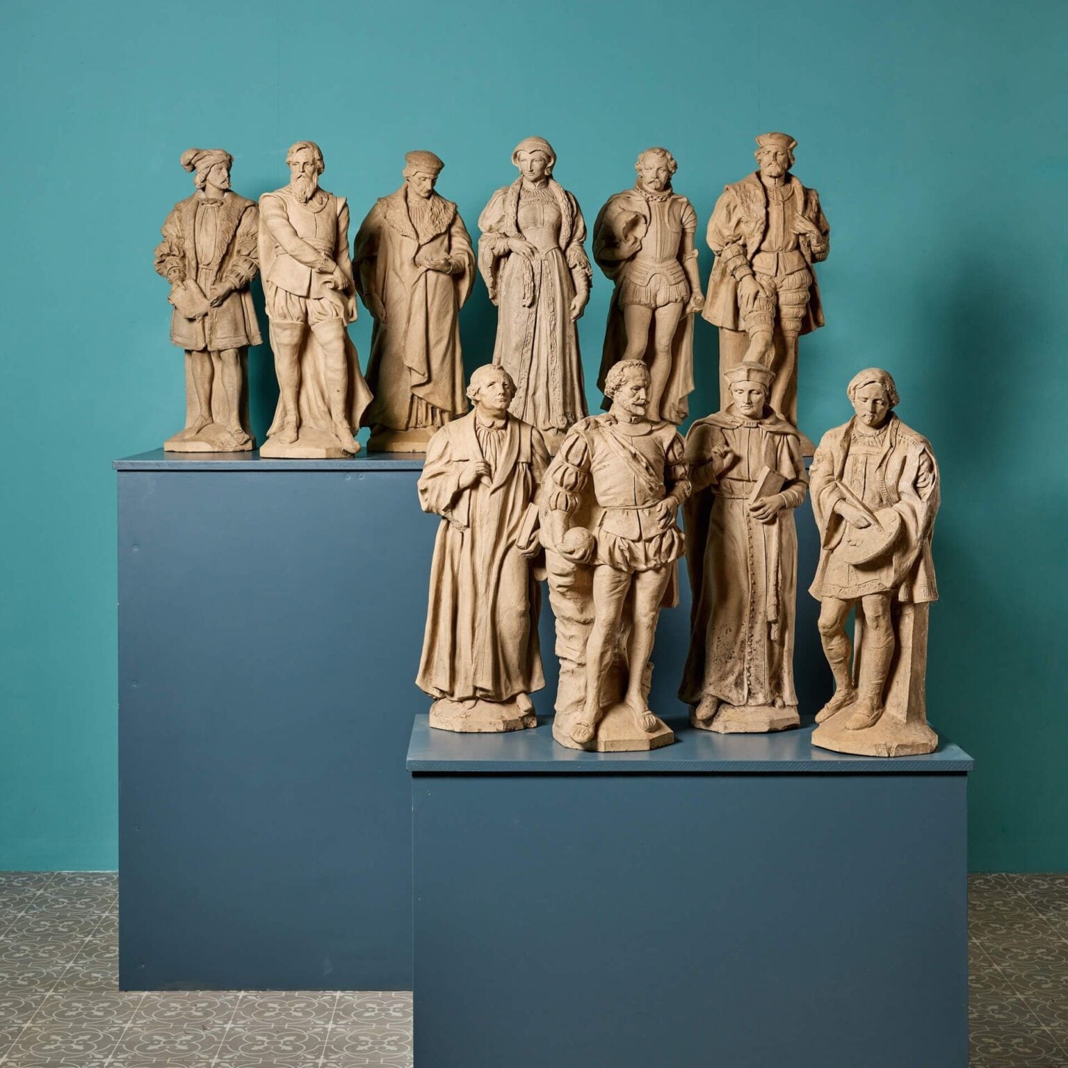 Set of 10 Antique Buff Terracotta English Statues - UK Architectural ...