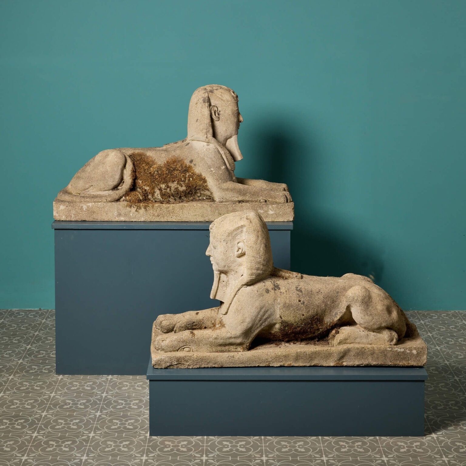 Pair of Georgian Style Stone Sphinx Garden Statues - UK Architectural ...