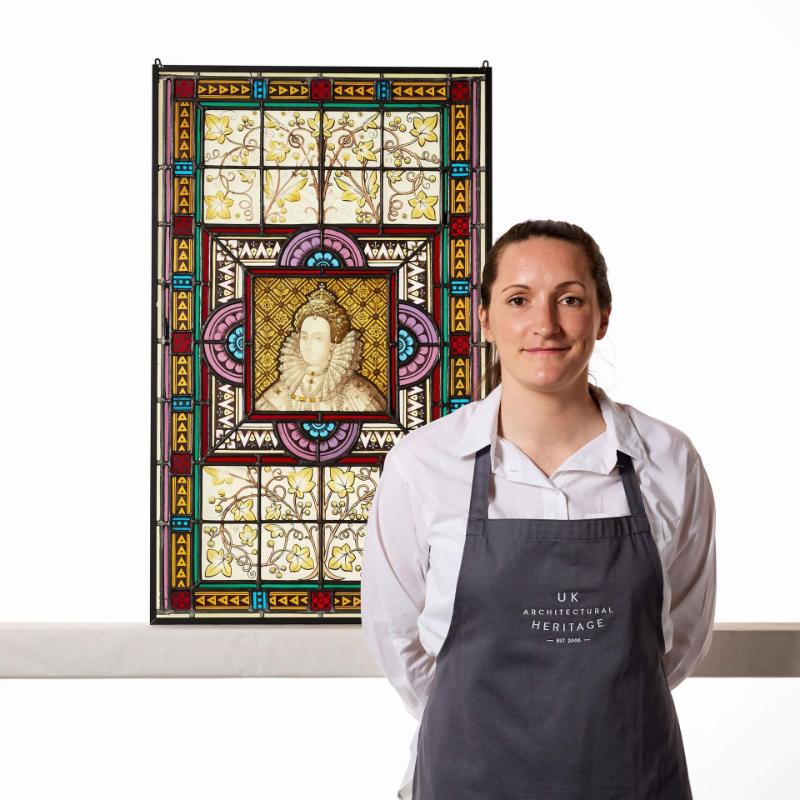 Queen Elizabeth I Antique Stained Glass Window | UK Architectural Heritage