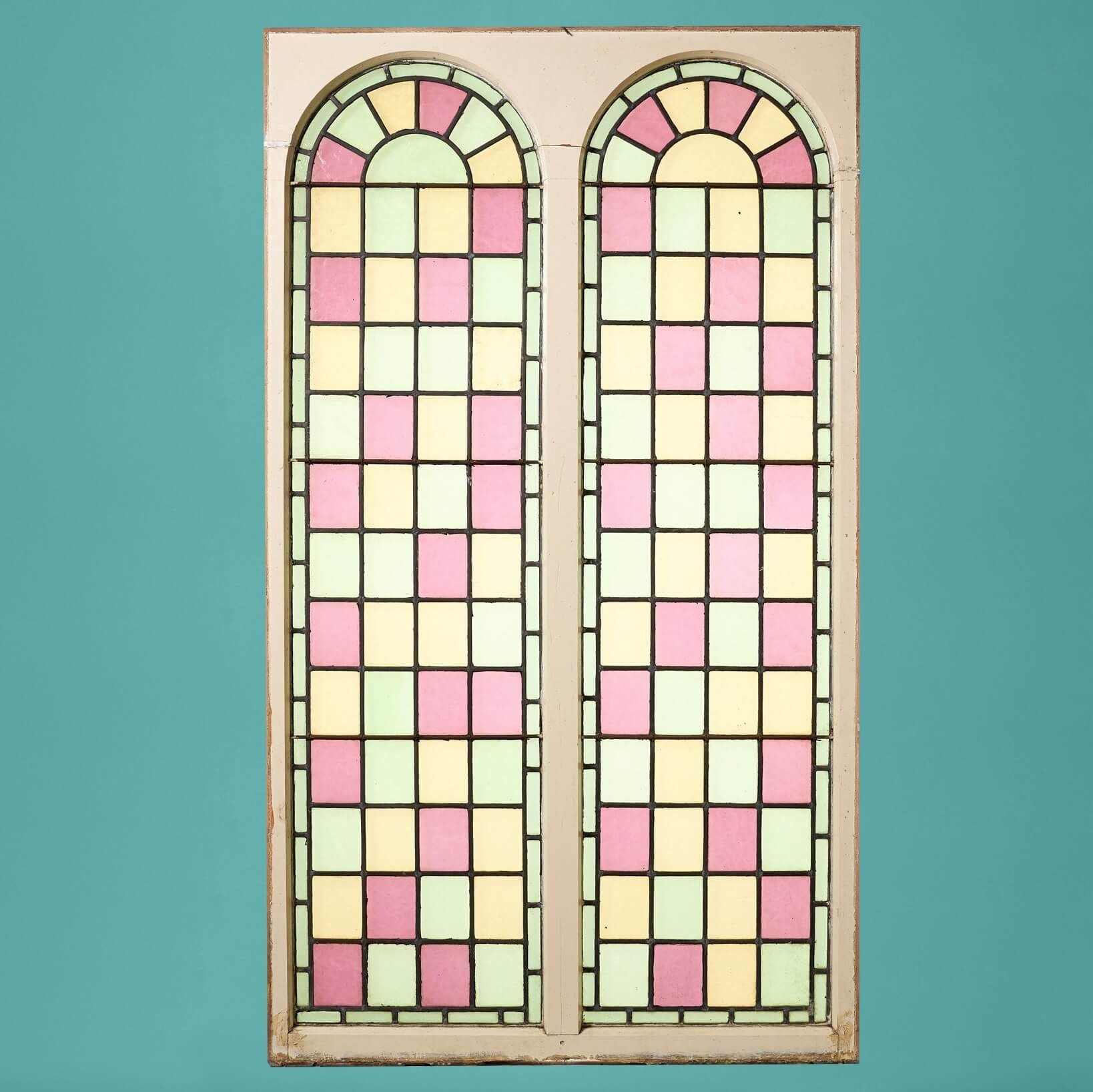 Large Reclaimed Chapel Stained Glass Arched Double Windows | UK ...
