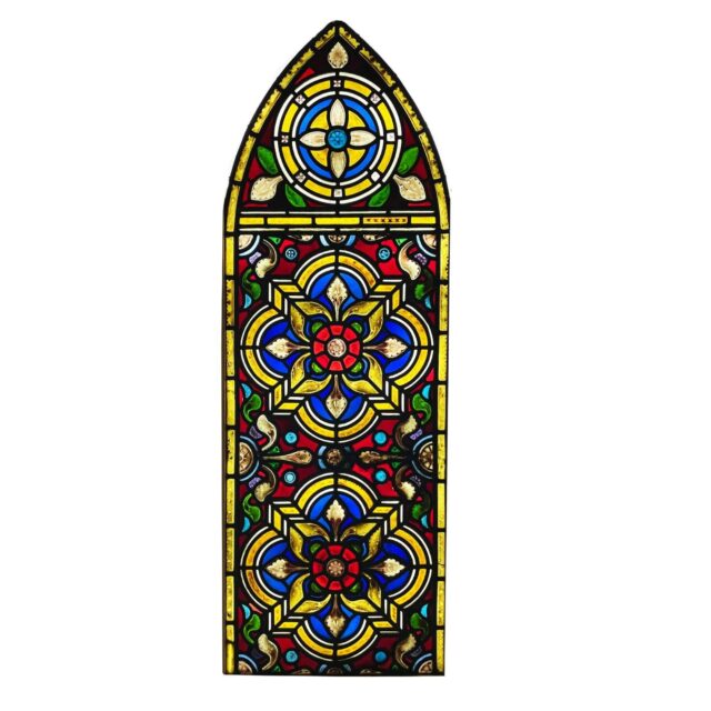 Antique Victorian Arched Stained Glass Window of Tudor Rose - UK ...