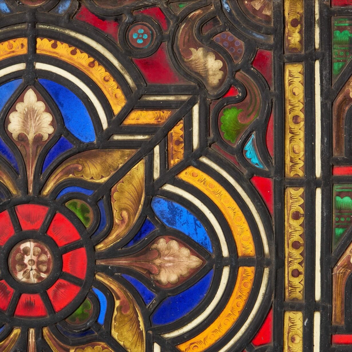Large Victorian Tudor Rose Stained Glass Window | UK Architectural Heritage