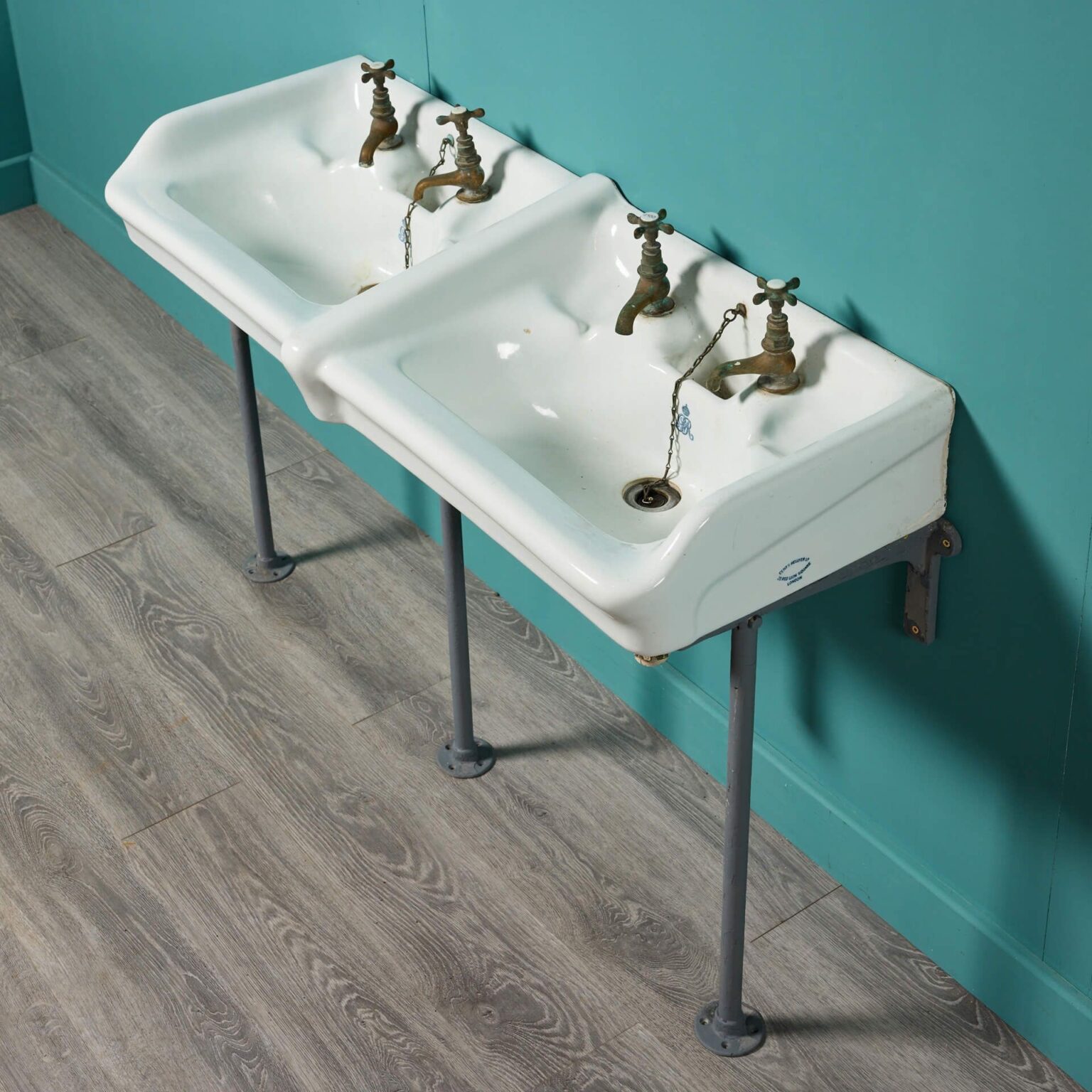 Antique Edwardian Style Stoneware Double Sink on Legs - UK ...