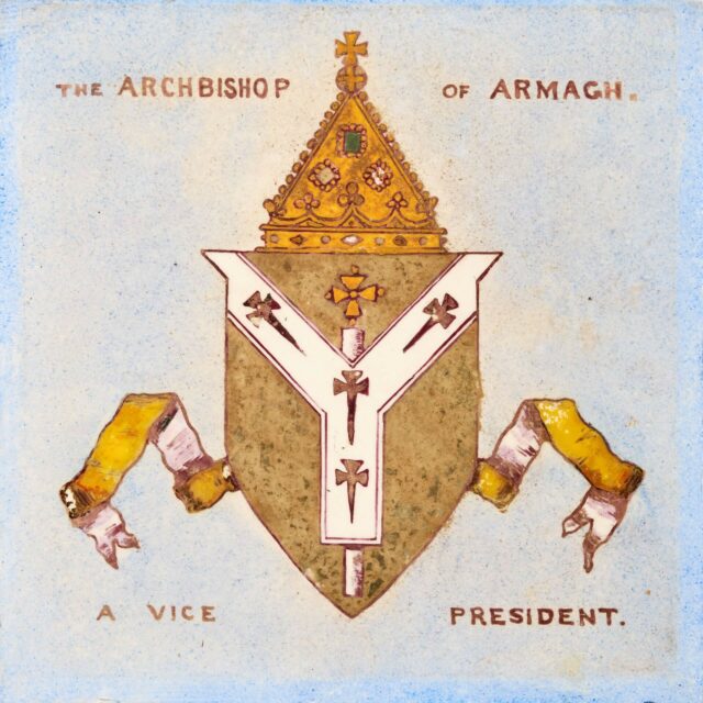 Antique English Tile Depicting Archbishop of Armagh Coat of Arms - UK ...