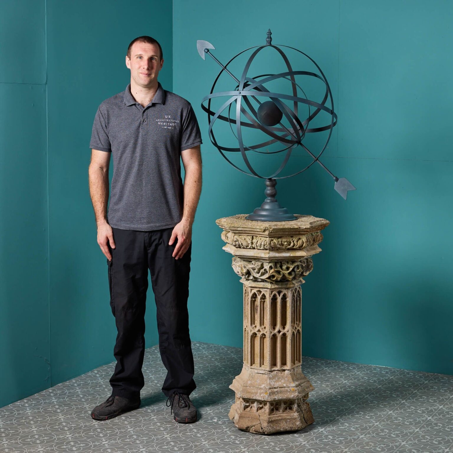 Austin & Seeley Gothic Style Armillary Sundial - UK Architectural Heritage