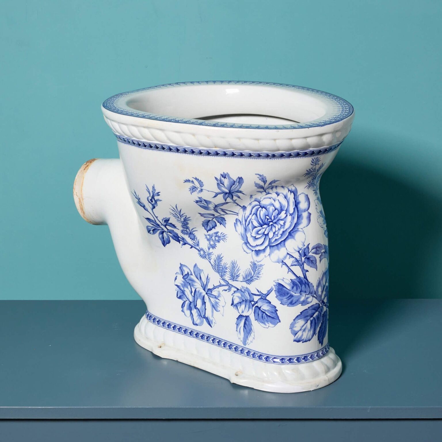 Antique Floral Transfer Print Waterfall Toilet with P Trap - UK ...