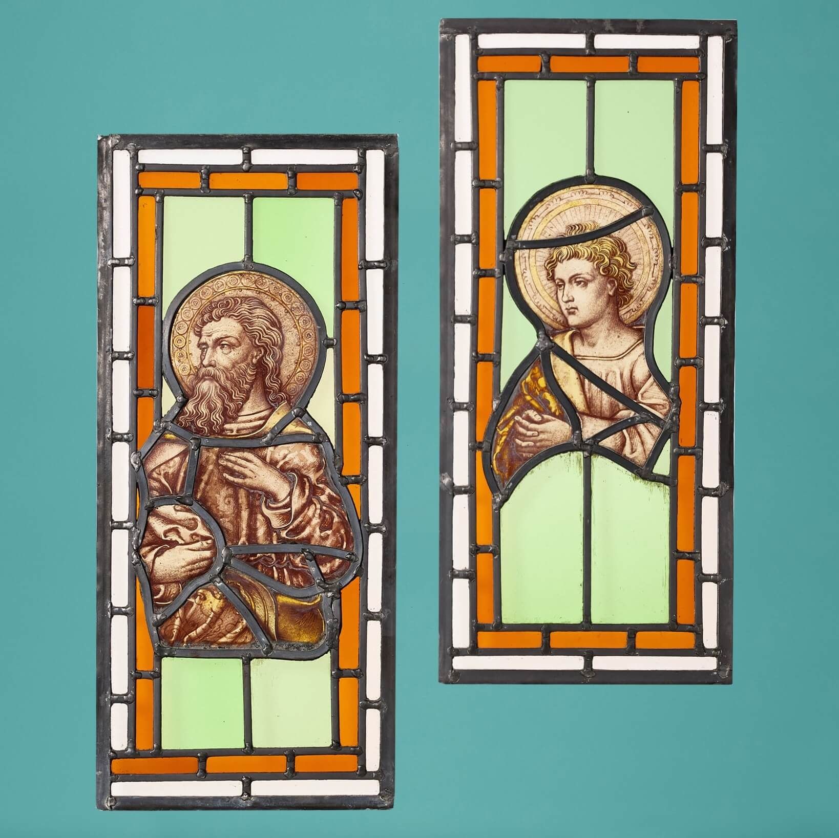 Pair of Antique Ecclesiastical Stained Glass Windows | UK Architectural ...