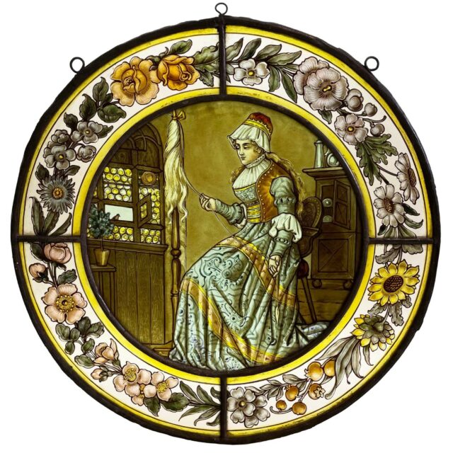 Antique Stained Glass Roundel of Victorian Woman - UK Architectural ...