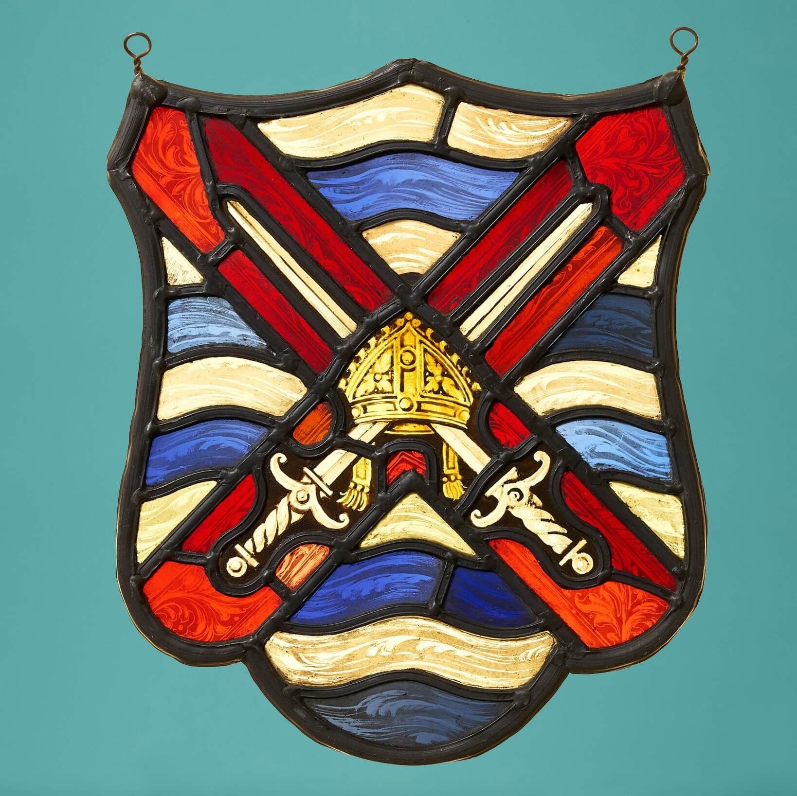 Small Antique Stained Glass Shield Panel | UK Architectural Heritage