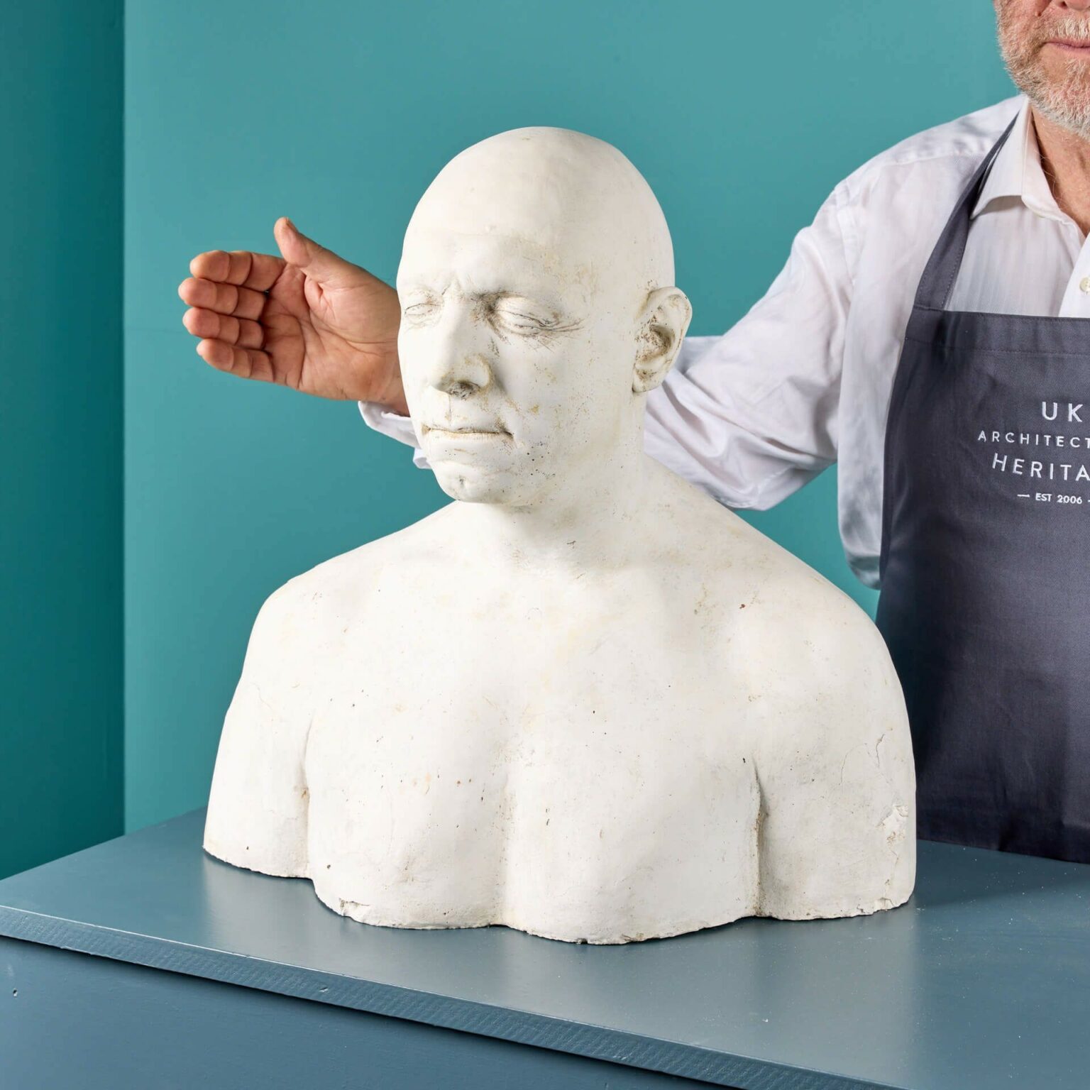 Plaster Cast Male Bust Ex. Tucker Collection - UK Architectural Heritage