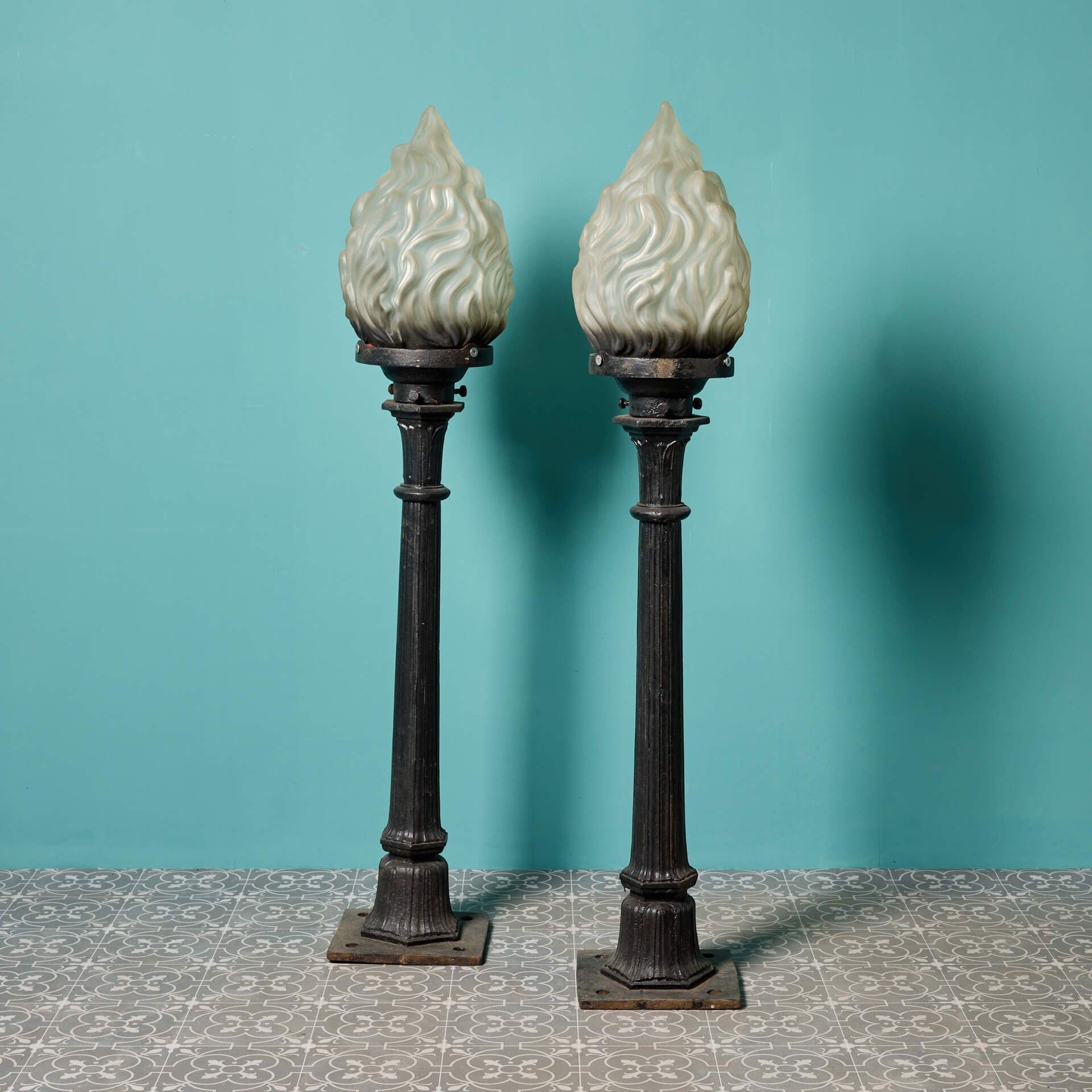 Two Antique Cast Iron Outside Lights | UK Architectural Heritage