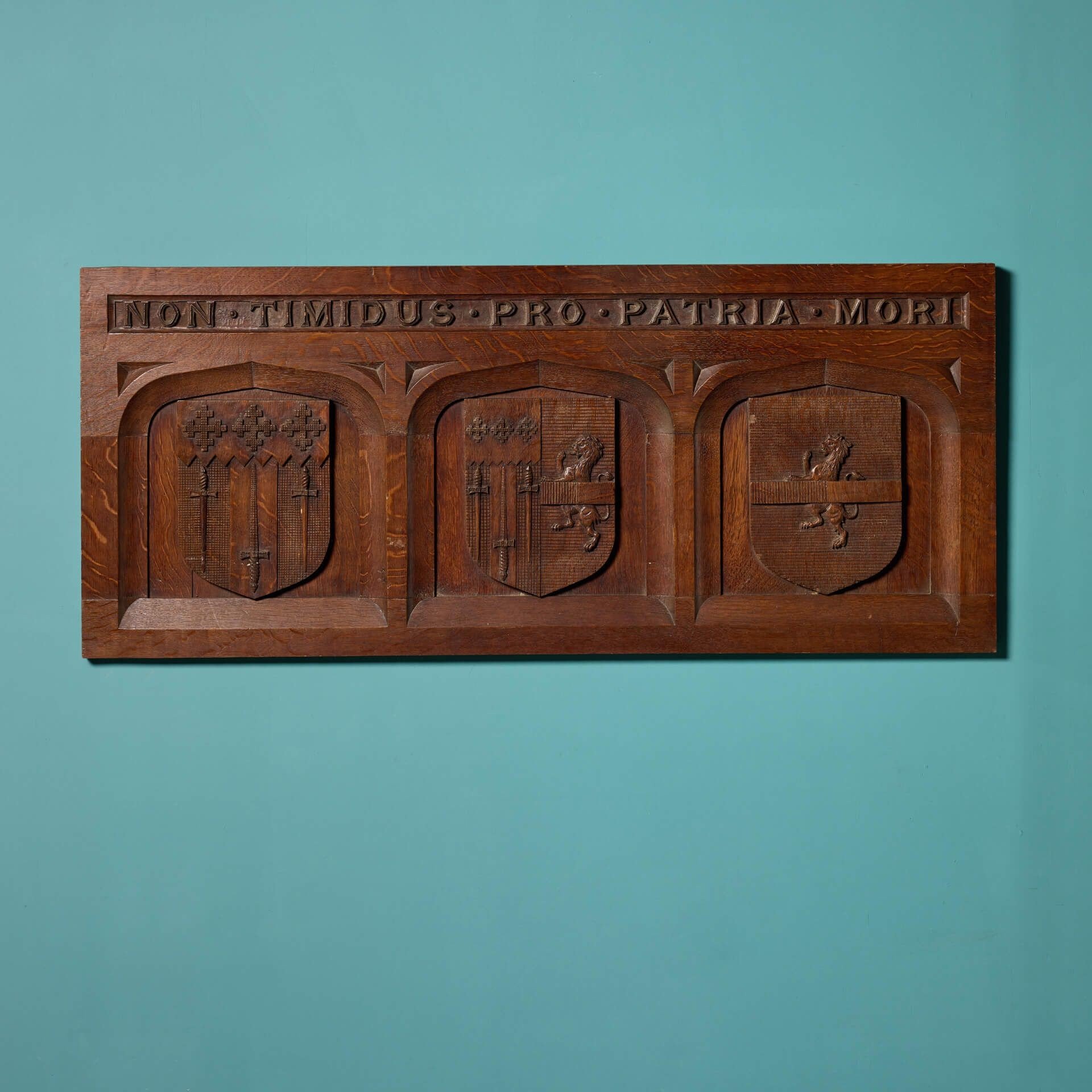 Carved English Oak Armorial Wall Panel | UK Architectural Heritage