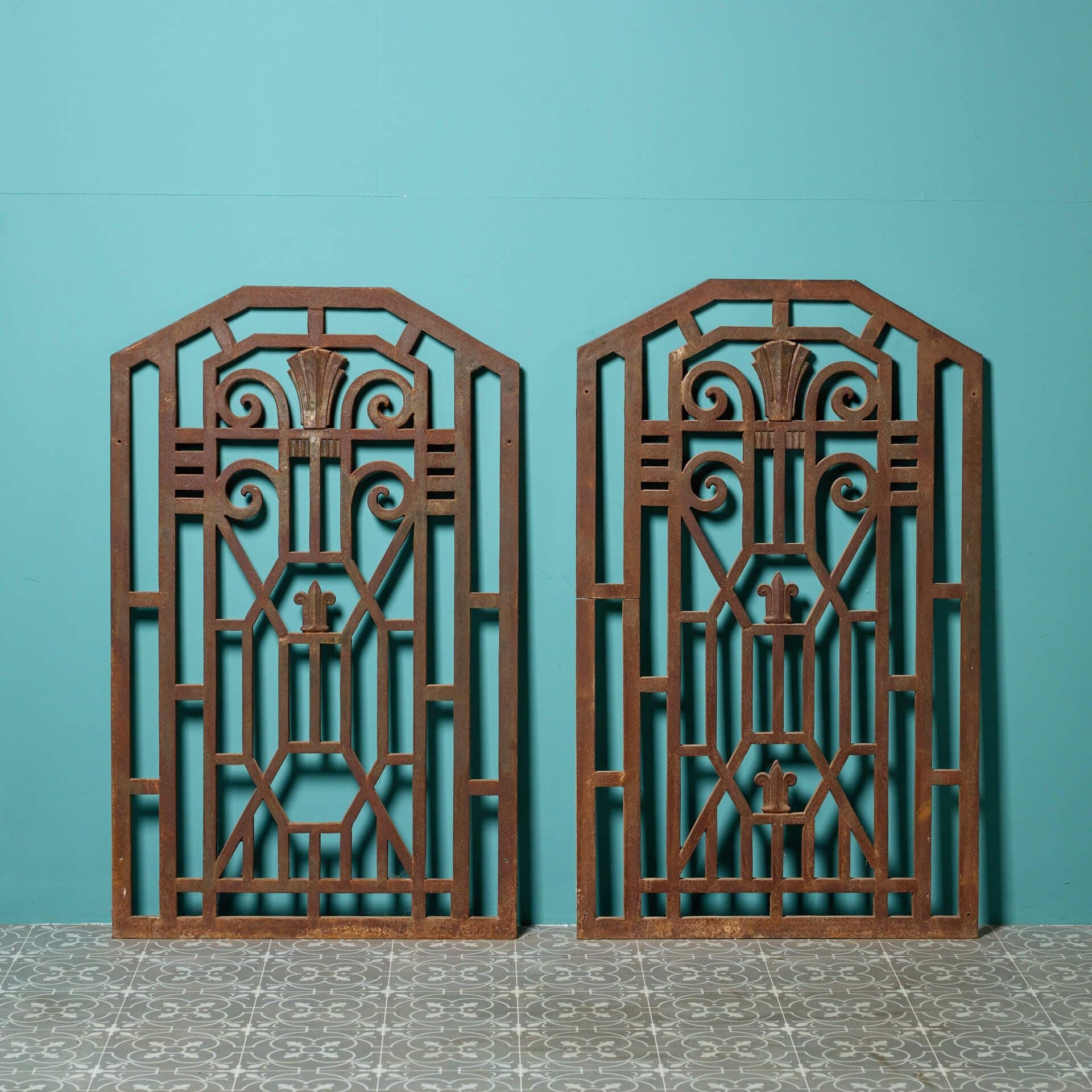 Pair of Art Deco Cast Iron Decorative Panels | UK Architectural Heritage