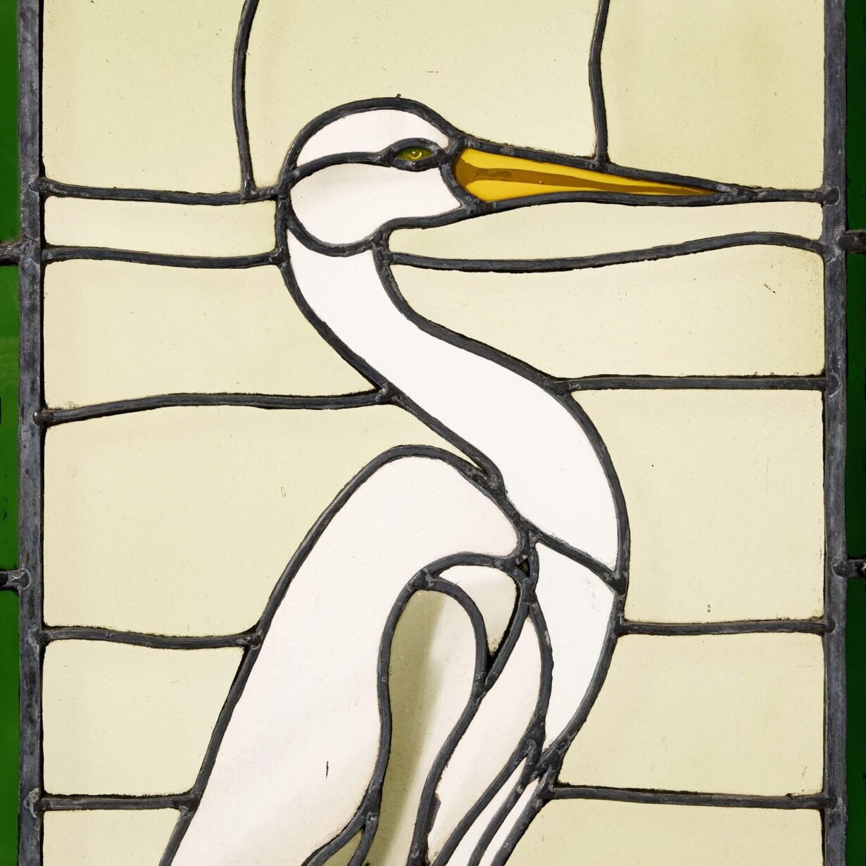 1920s Art Deco Heron Stained Glass Window | UK Architectural Heritage