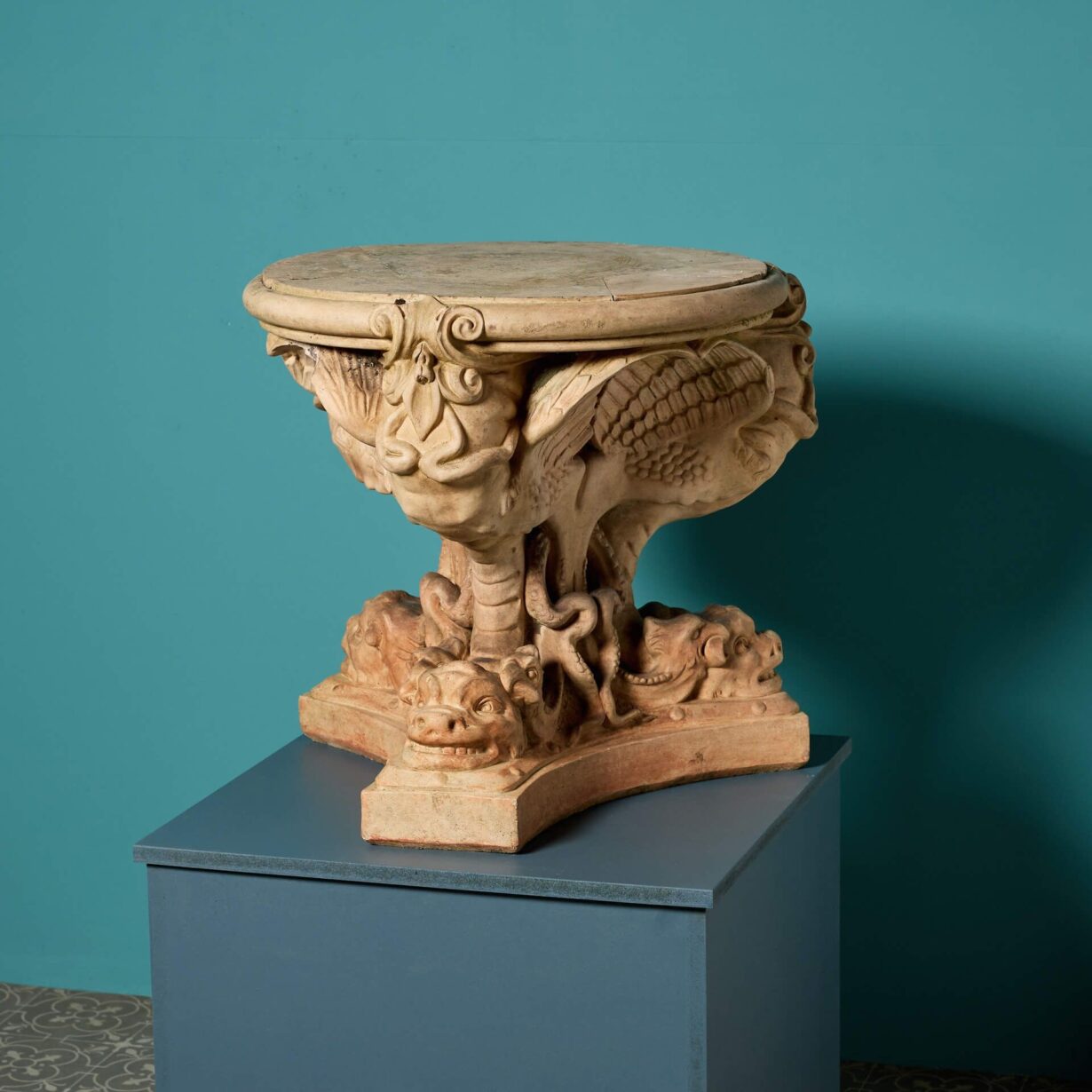 Antique Neoclassical Style Buff Terracotta Triform Stand | UK ...