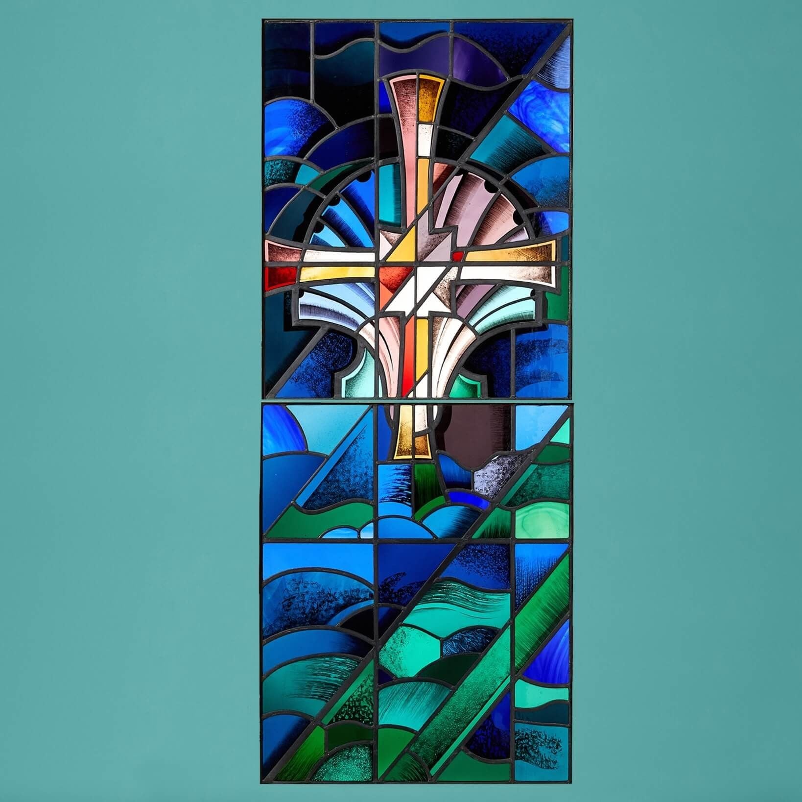 Goddard & Gibbs Geometric Style Stained Glass Window | UK Architectural ...